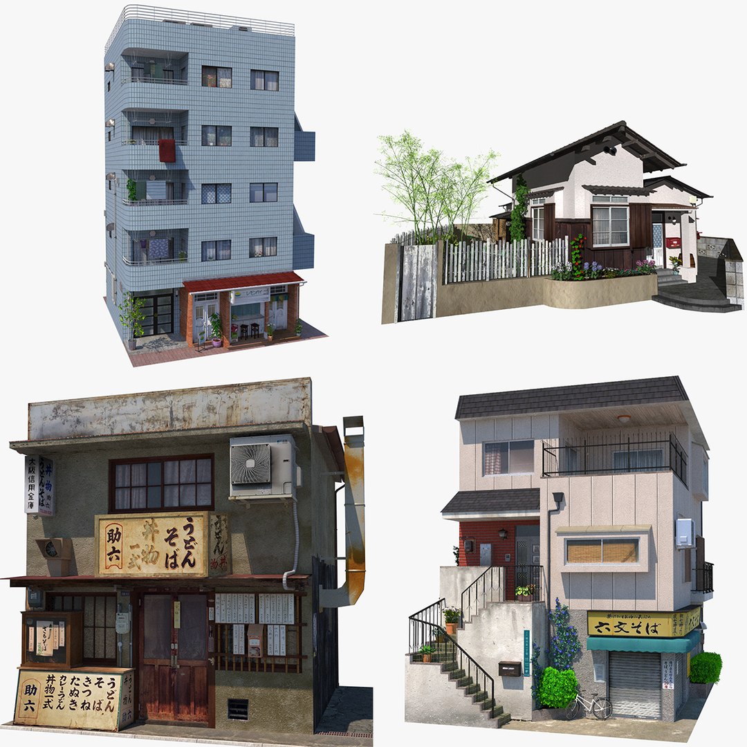 3D Japanese Buildings Bundle 1(1) - TurboSquid 2378630