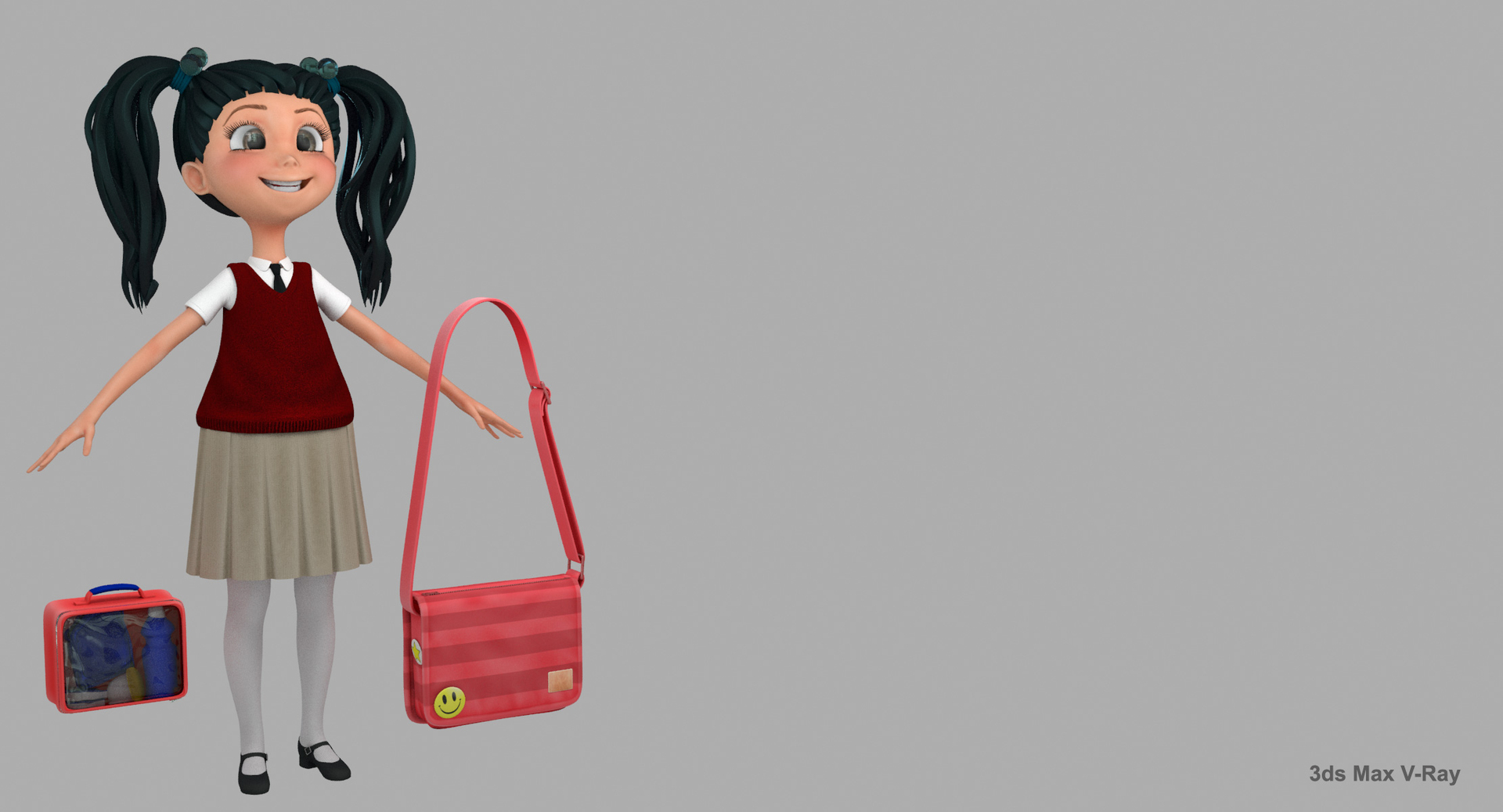 3d school student sweater vest model