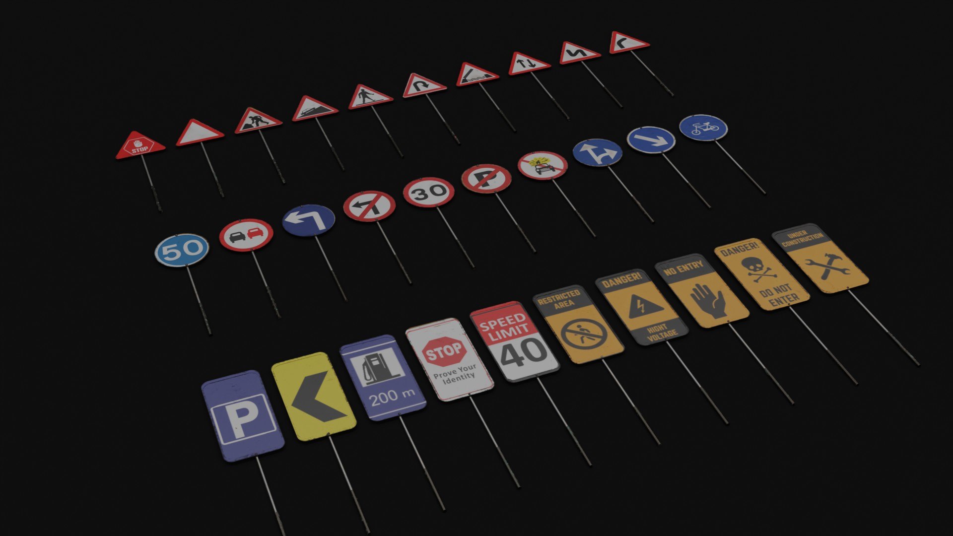 Pack 001 Traffic Signs Board Banners 3D Model - TurboSquid 2069943