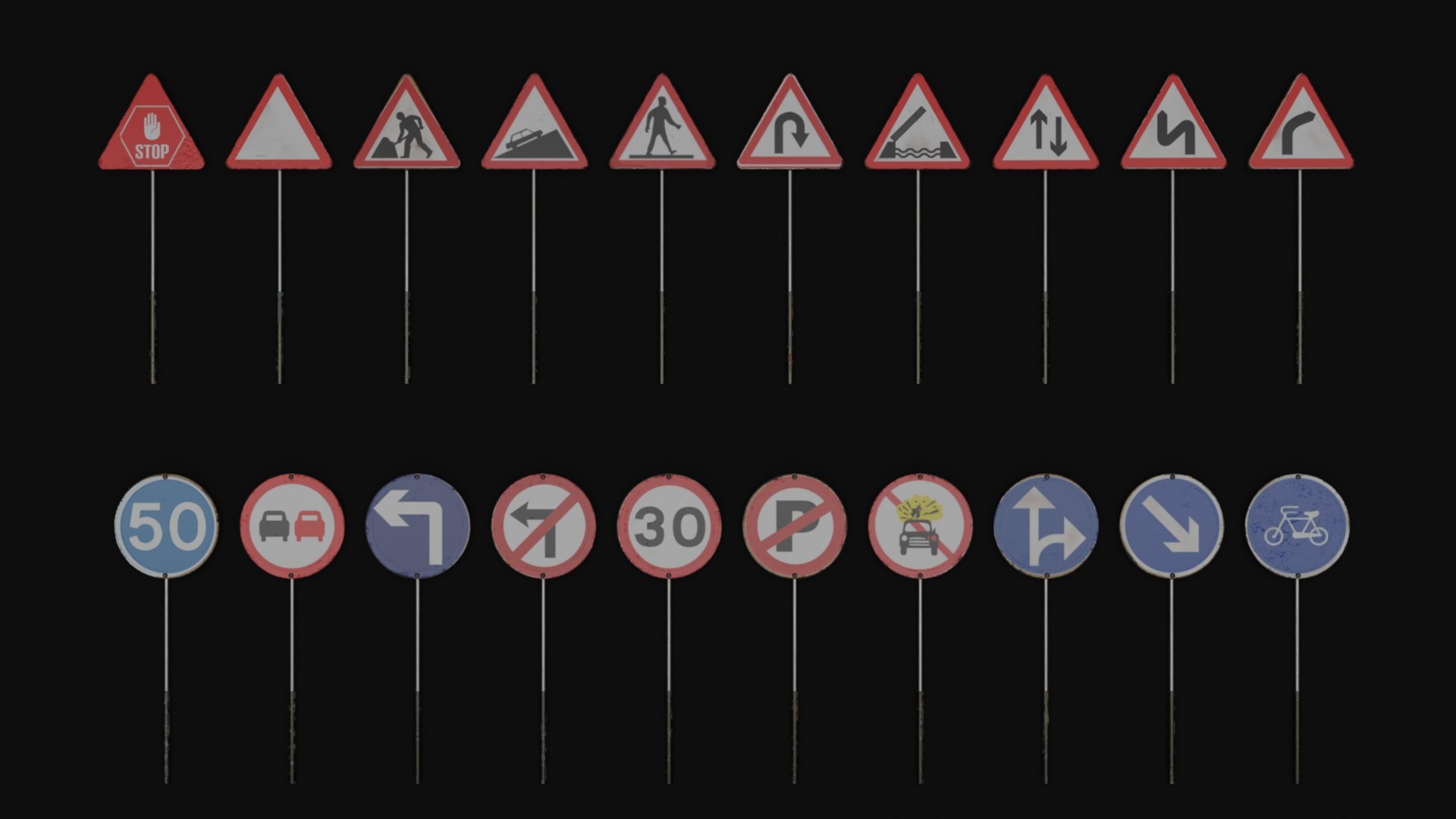 Pack 001 Traffic Signs Board Banners 3D Model - TurboSquid 2069943