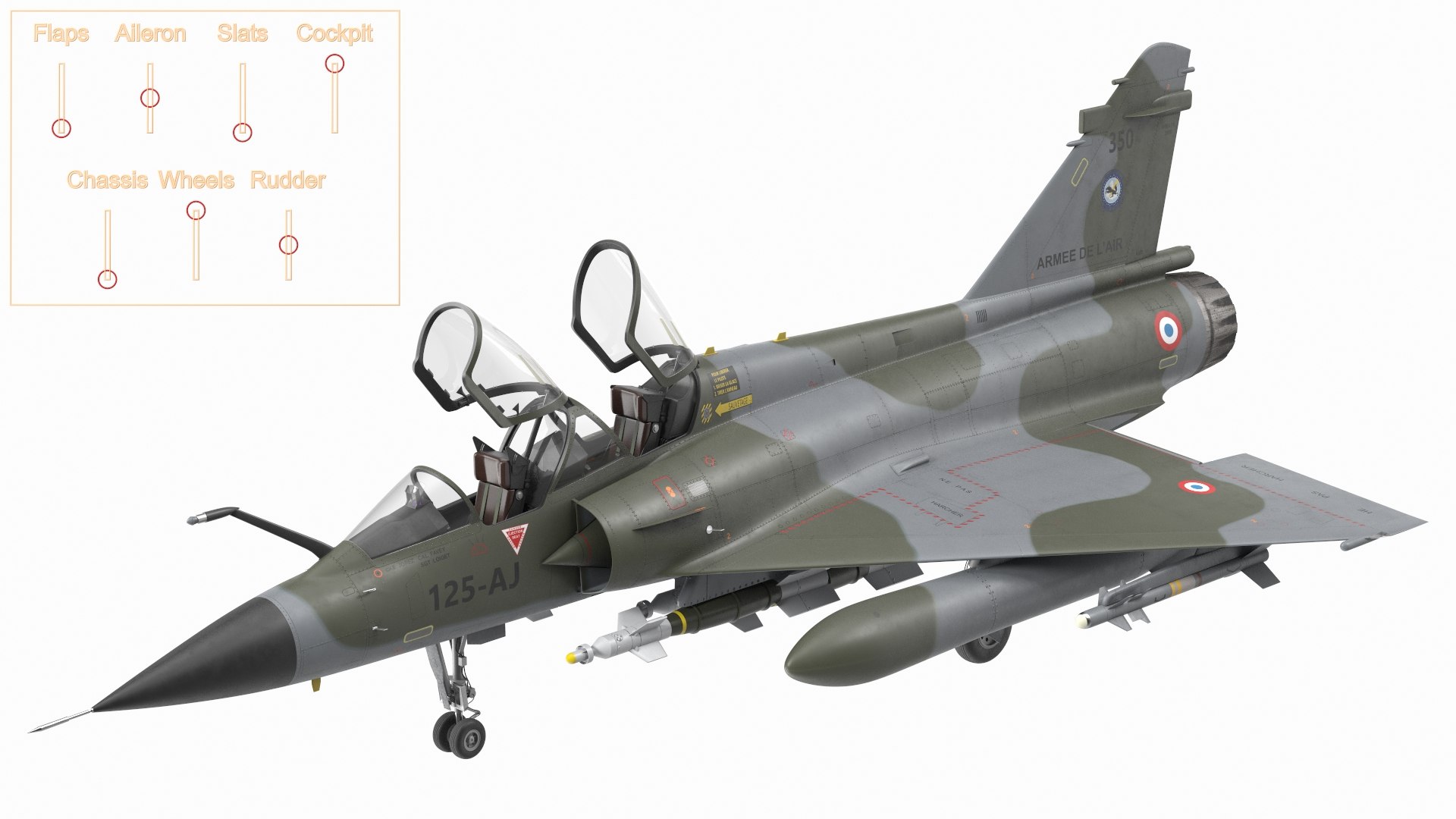 3D model Dassault Mirage 2000N Tactical Bomber Camouflage with Armament ...