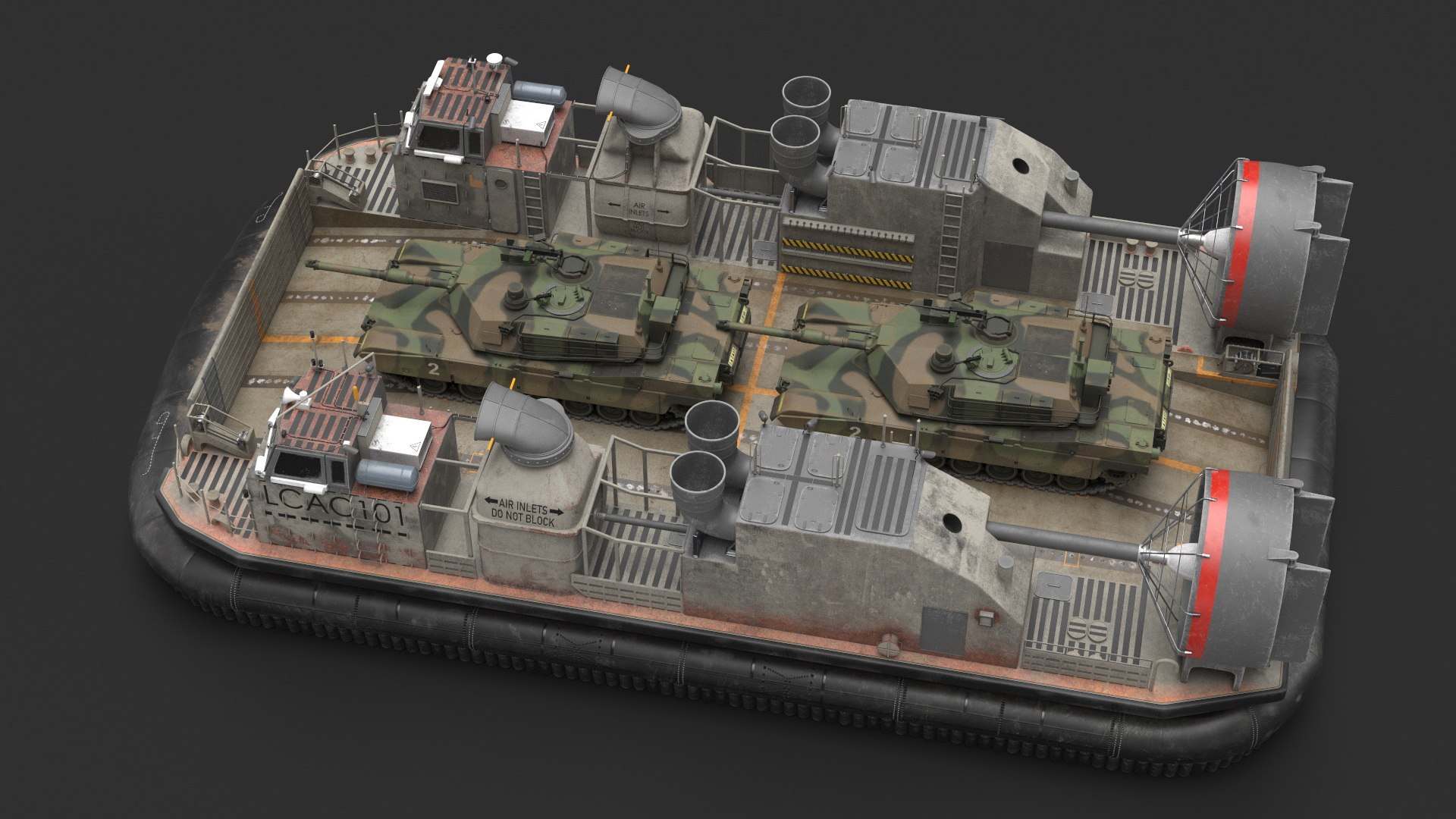 3D Military Hovercraft And Tanks - TurboSquid 2386171