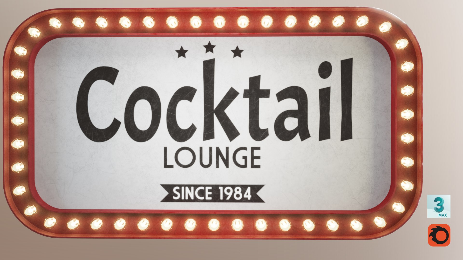 Cocktail Lounge Sign 3D - TurboSquid 2053357