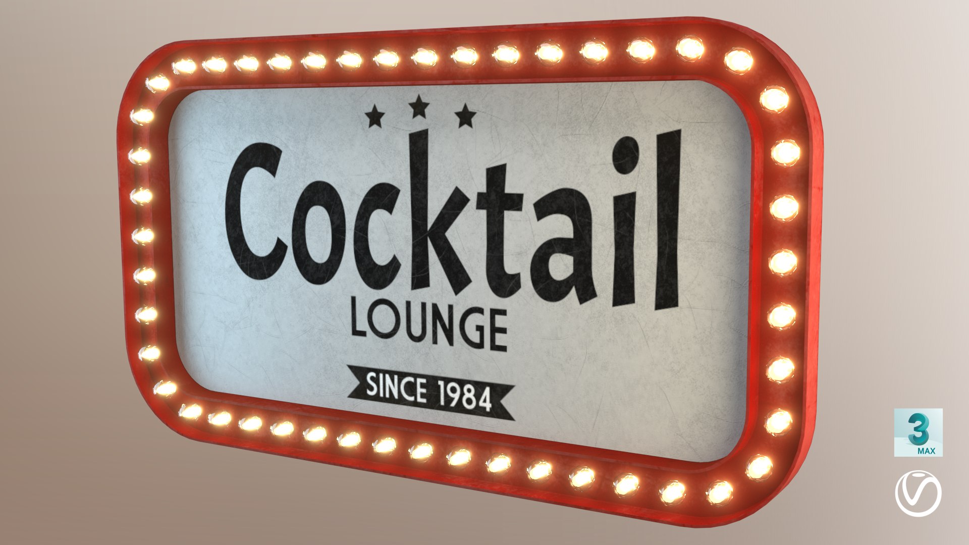 Cocktail Lounge Sign 3D - TurboSquid 2053357