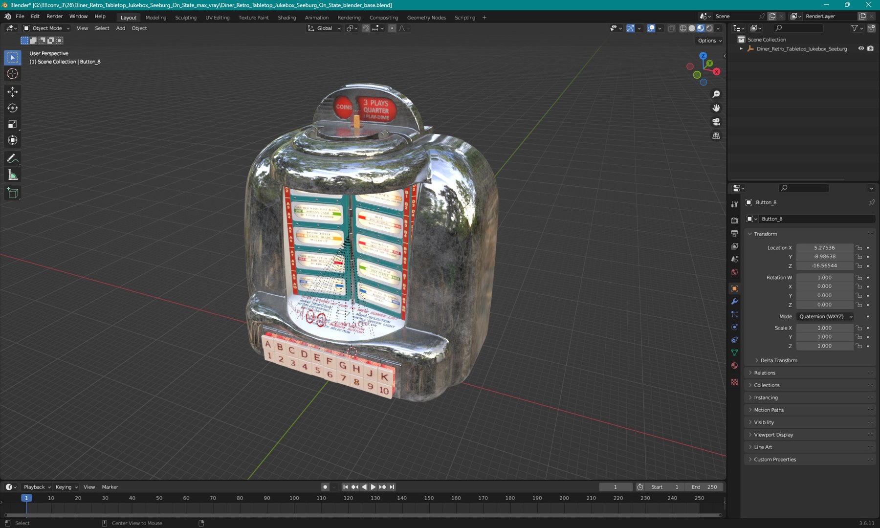 Diner Retro Tabletop Jukebox Seeburg On State 3D Model - TurboSquid 2352050