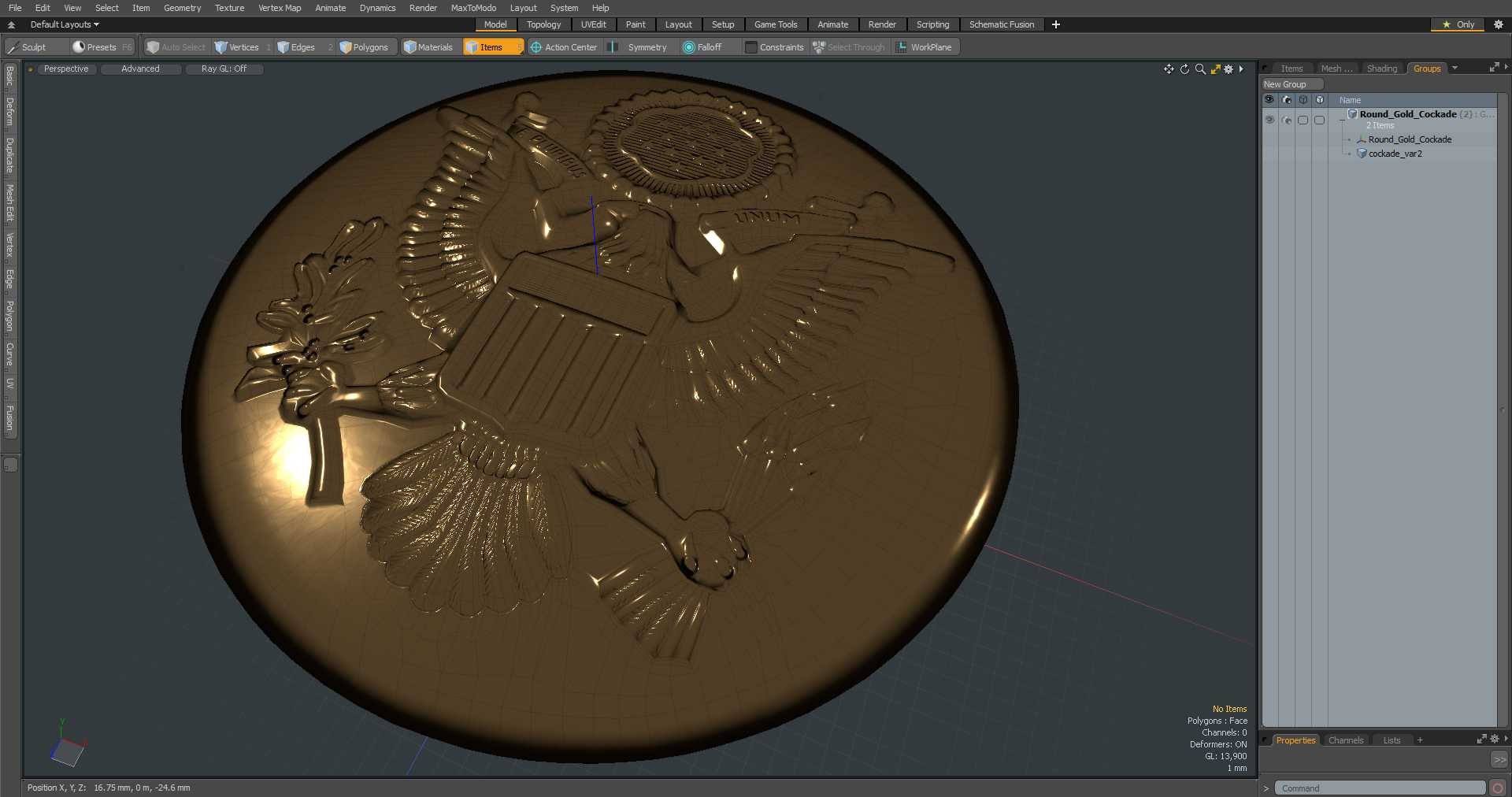 Round Gold Cockade 3D - TurboSquid 2164106