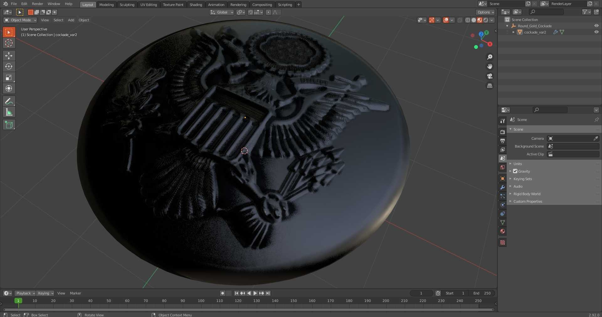 Round Gold Cockade 3D - TurboSquid 2164106