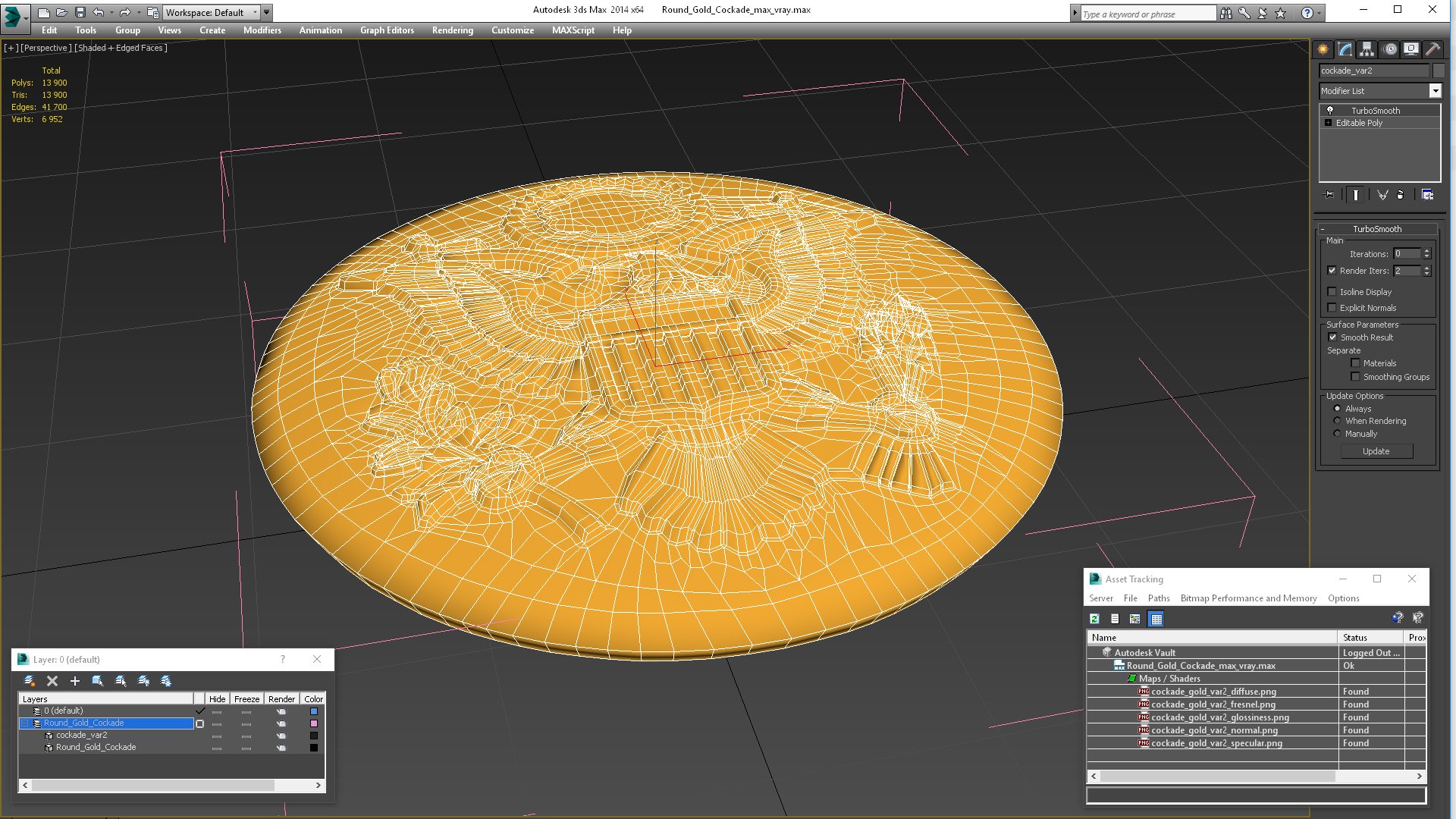 Round Gold Cockade 3D - TurboSquid 2164106