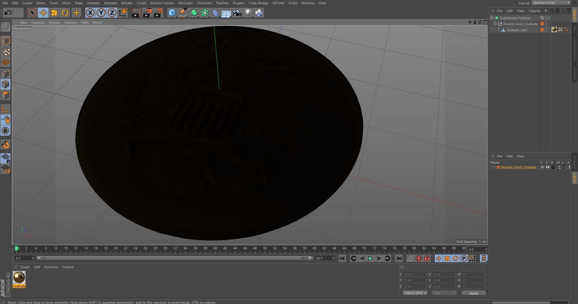 Round Gold Cockade 3D - TurboSquid 2164106
