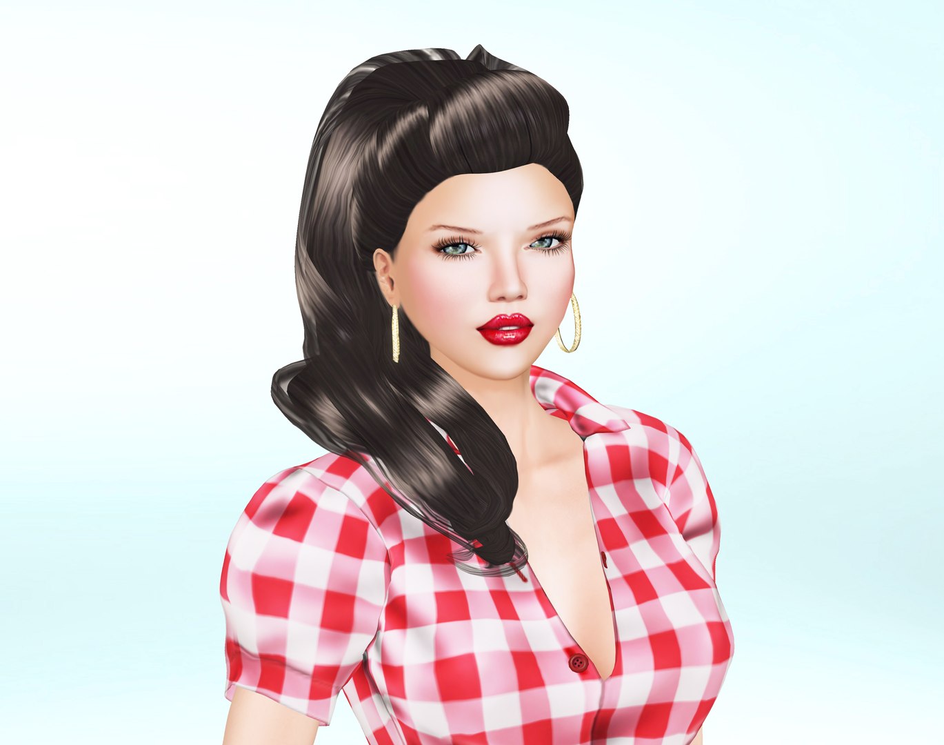 Bella Retro Pin-Up Ponytail Hair Model - TurboSquid 2076051