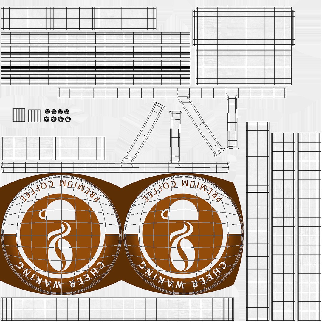 3D Model Corner Coffee Shop Signage Wall Mounted Light On - TurboSquid ...