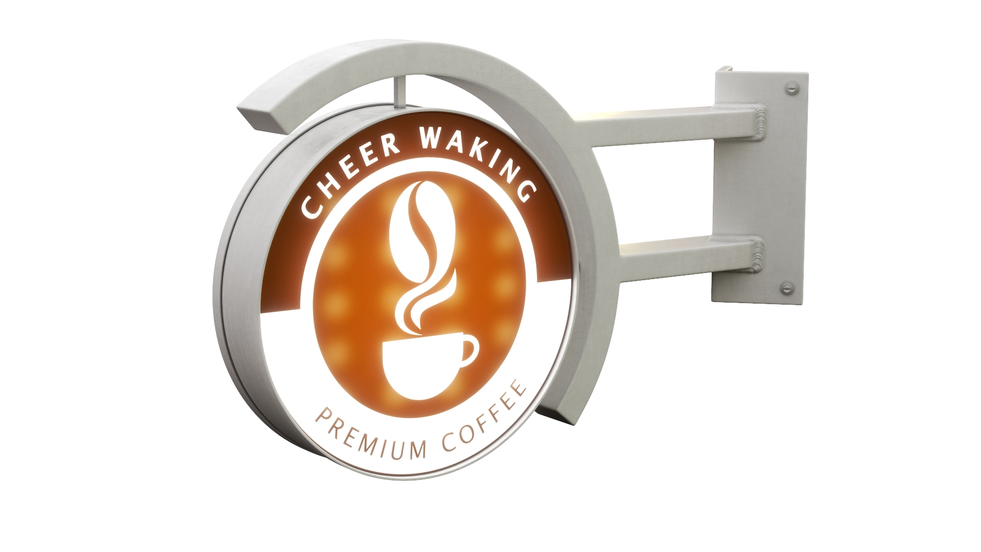3D Model Corner Coffee Shop Signage Wall Mounted Light On - TurboSquid ...