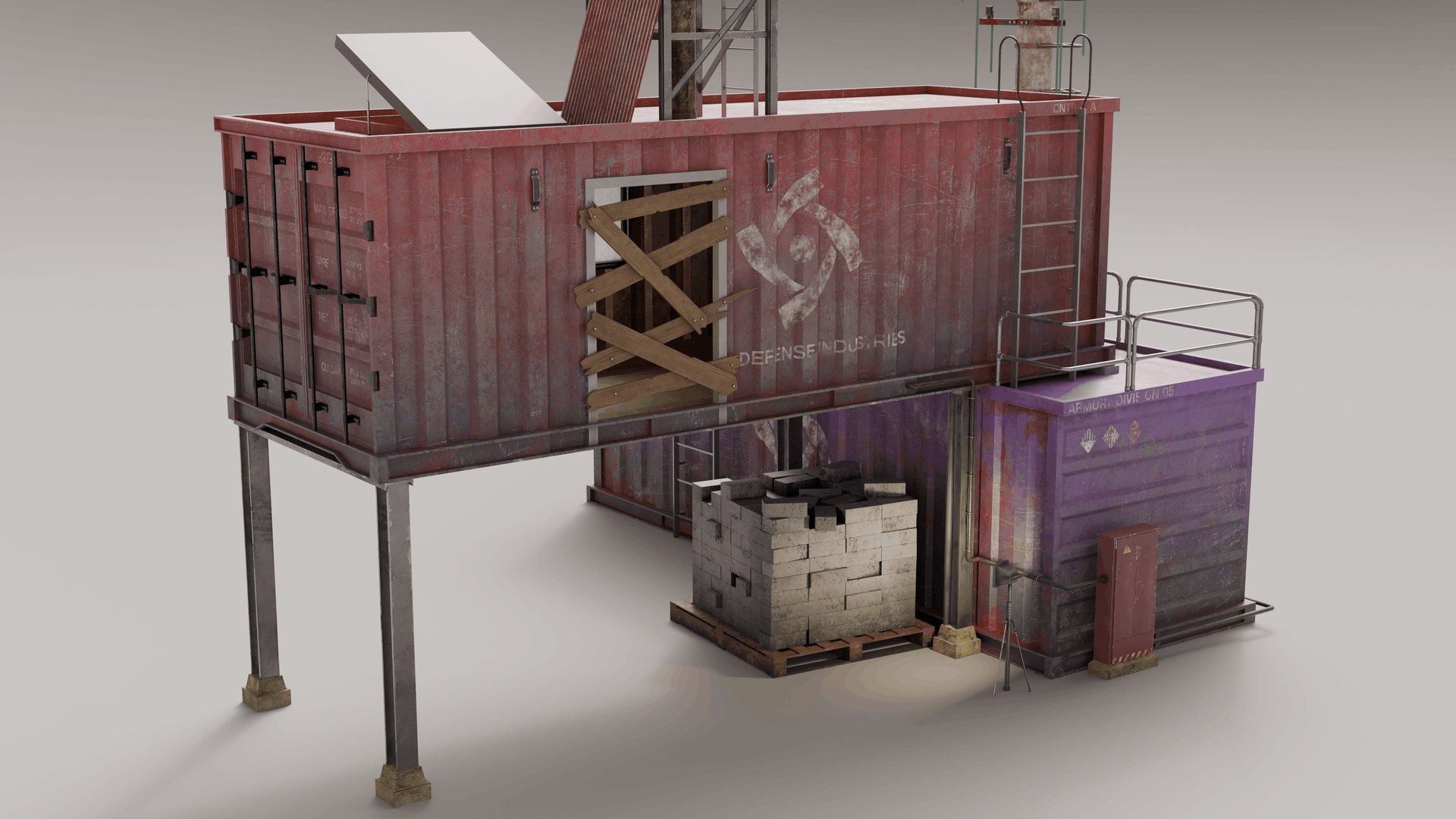 Shipping Container House Props 3D Model - TurboSquid 2351548