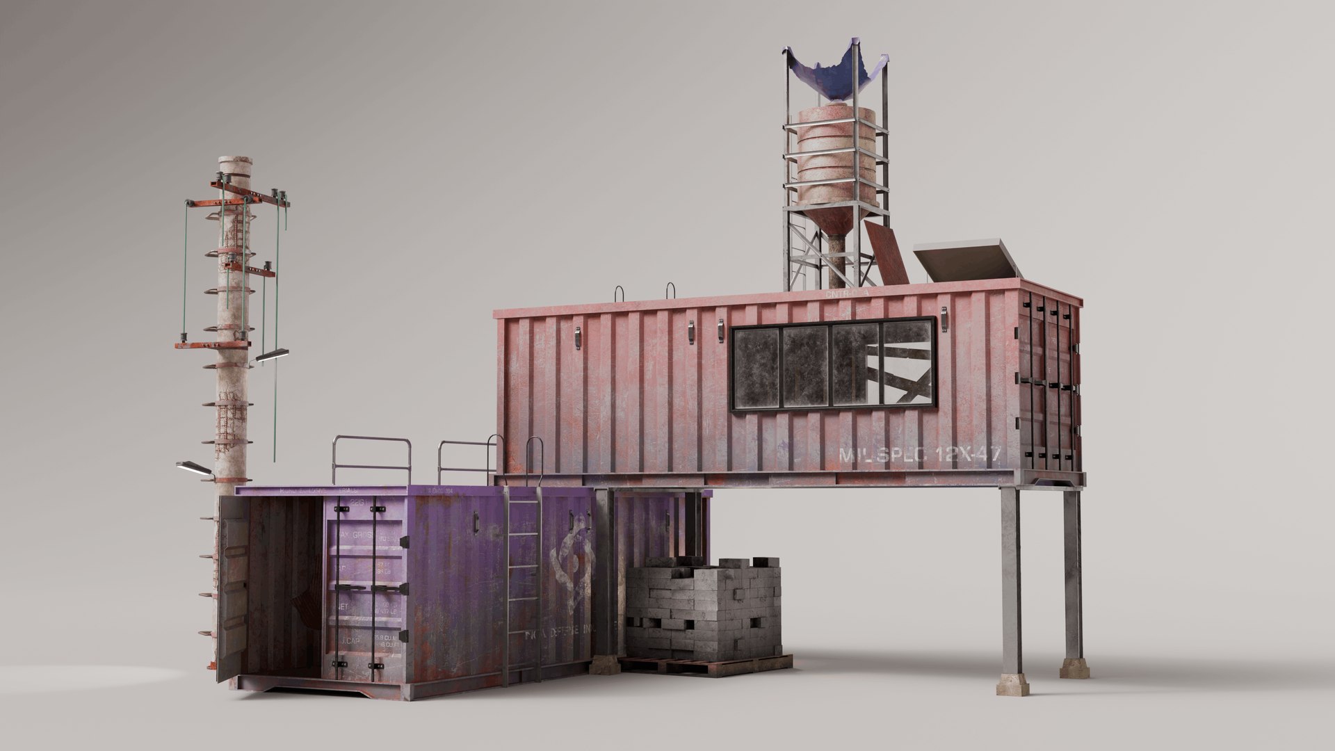 Shipping Container House Props 3D Model - TurboSquid 2351548