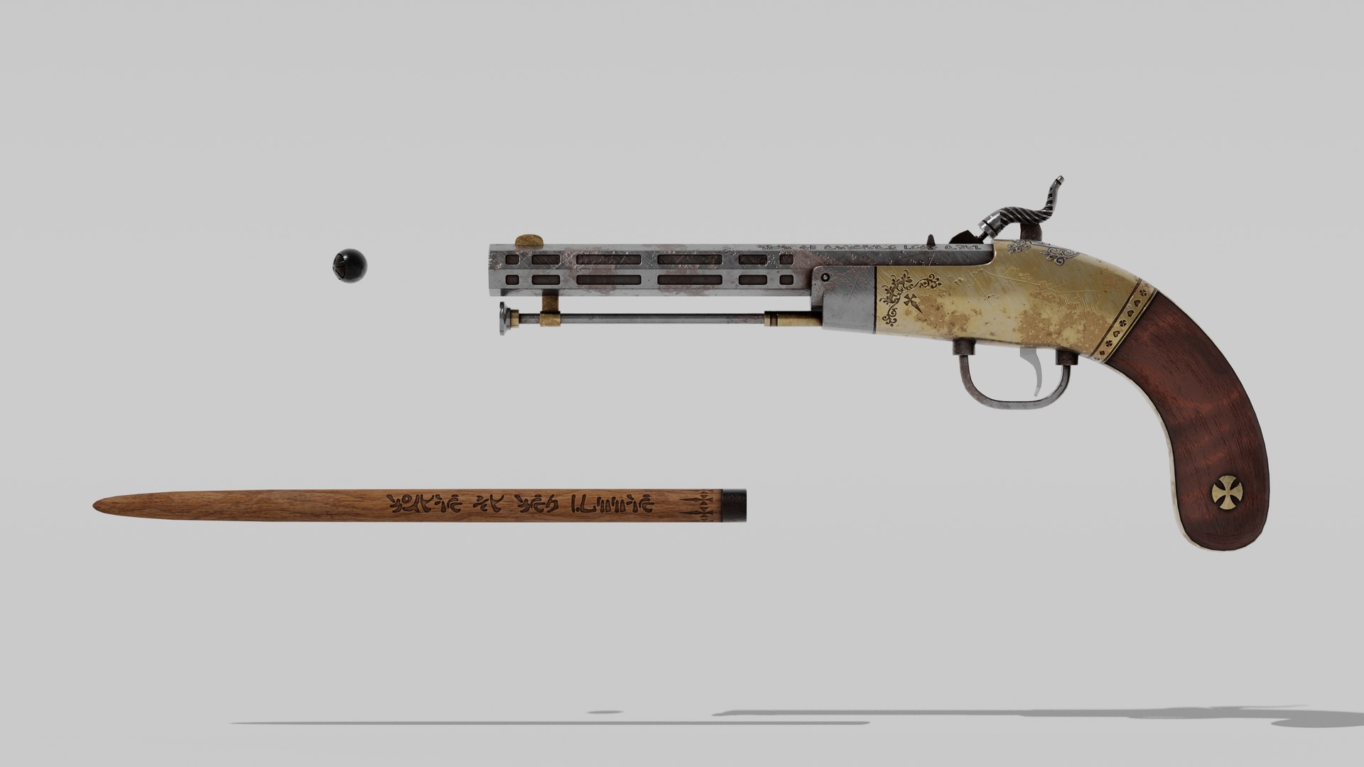 3D OB 00 01 Vampire Hunter Auxiliary Pistol - TurboSquid 1978129