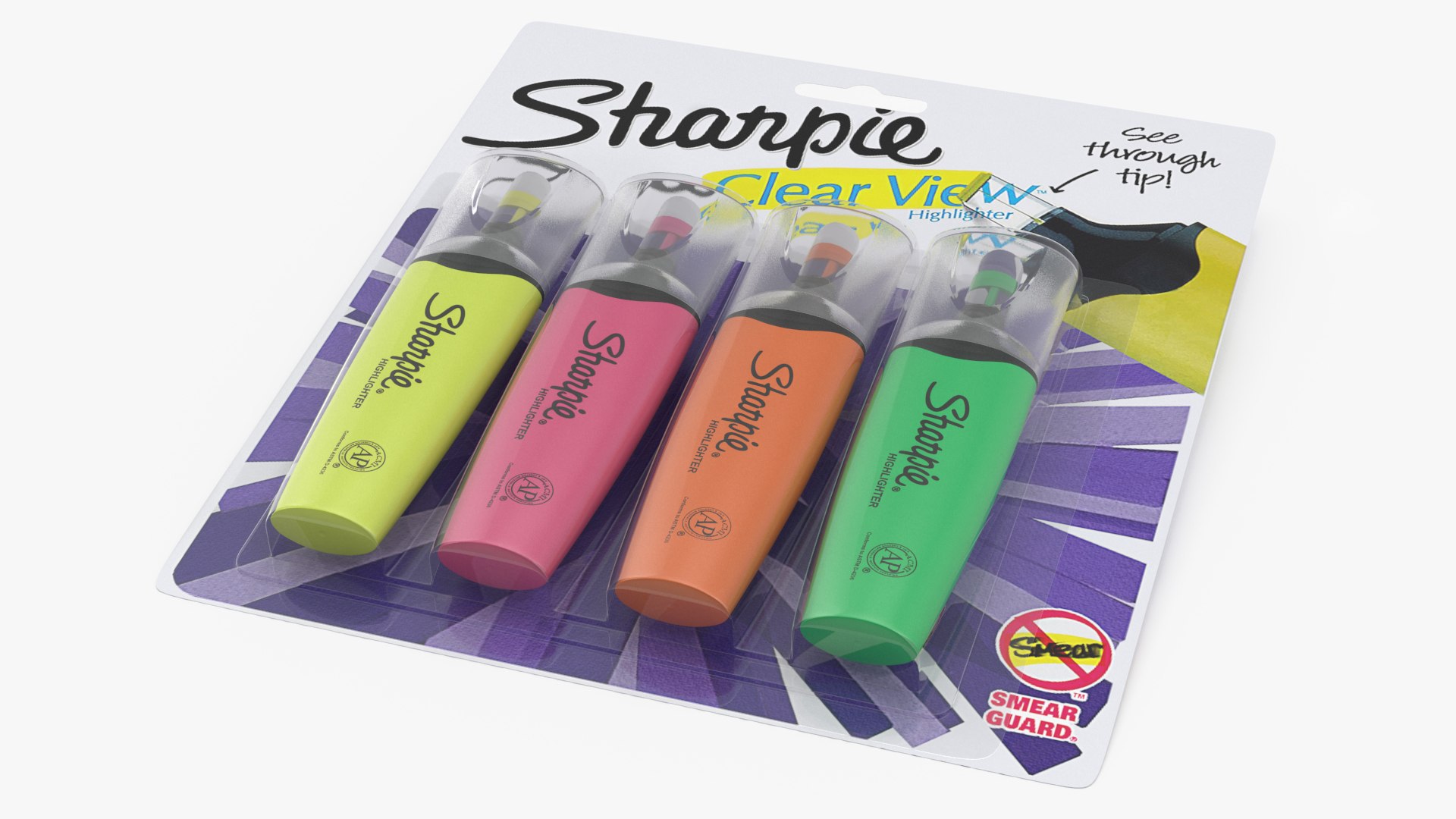 4 Sharpie Highlighter Markers with Package 3D model - TurboSquid 1919680