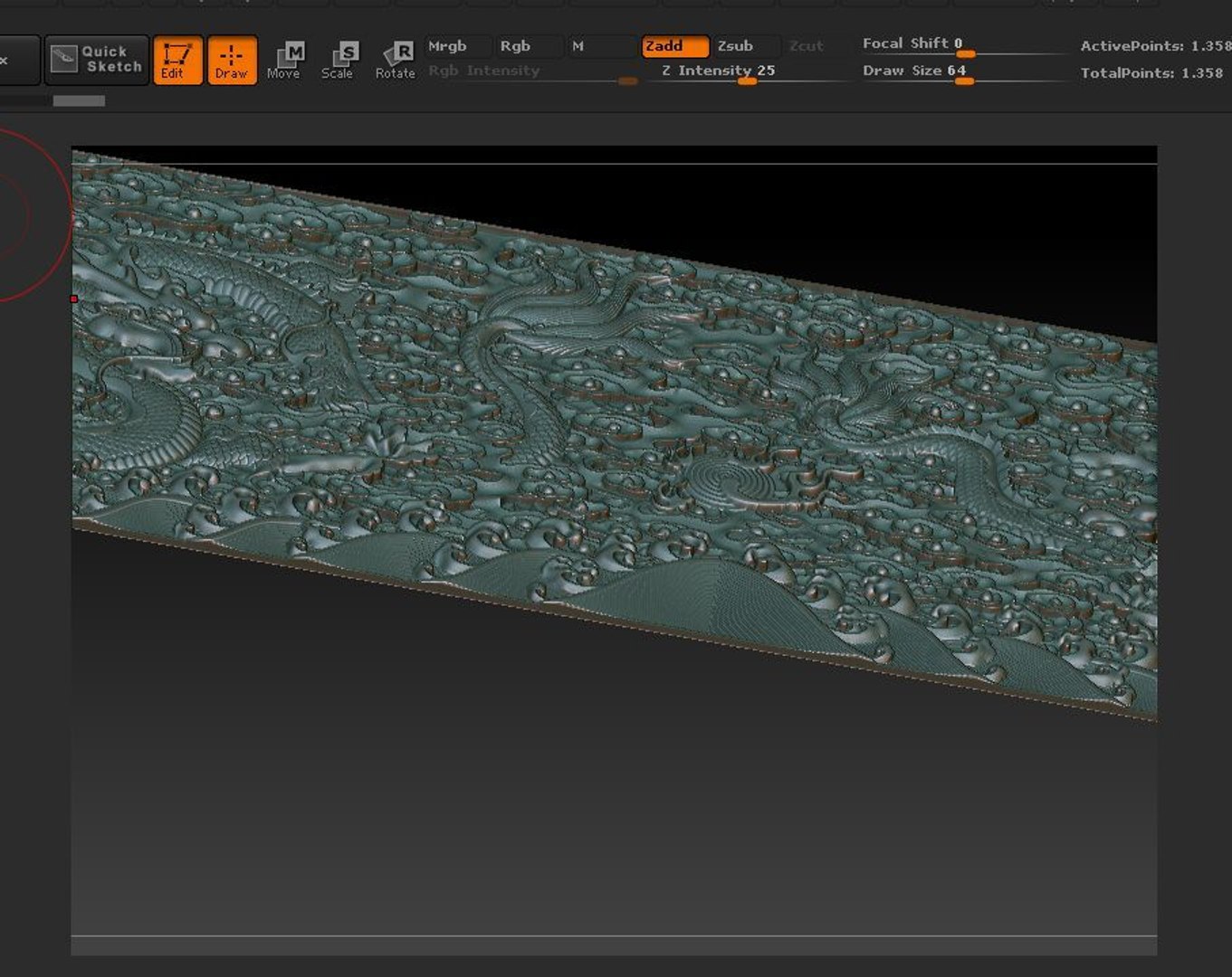 3d model china dragon frolic sea