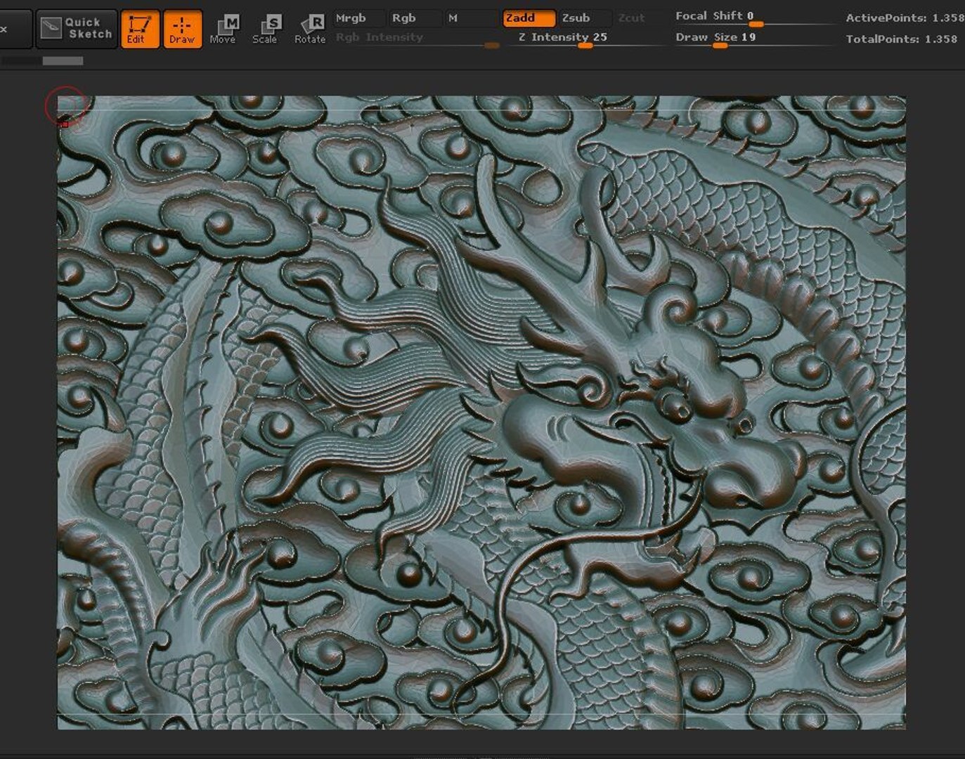 3d model china dragon frolic sea