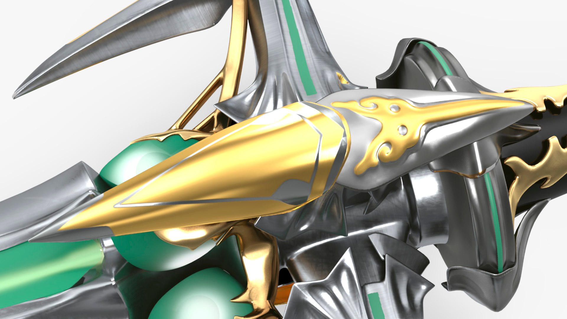 Futuristic Green Sword With Spikes 3D Model - TurboSquid 2230768