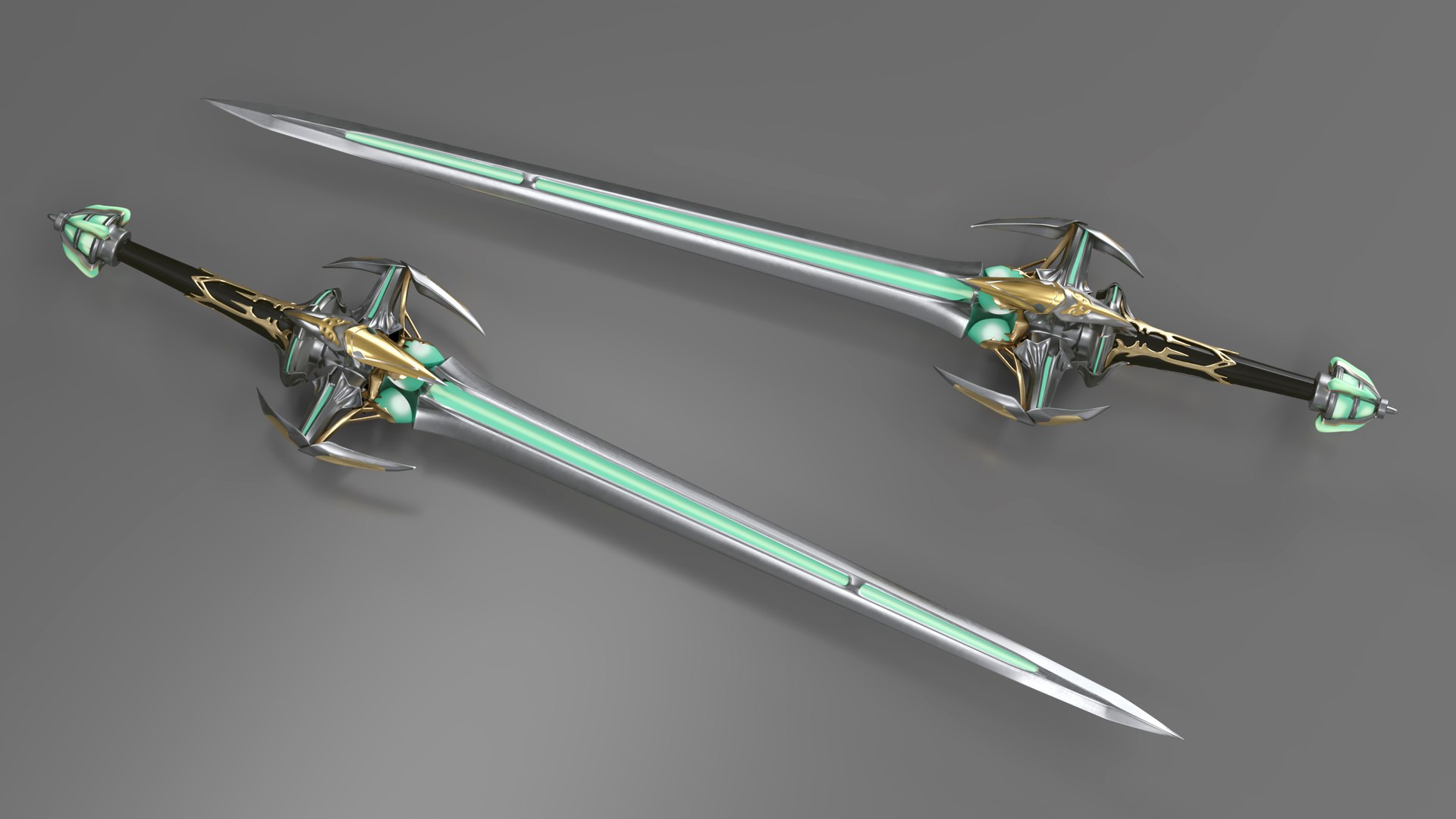 Futuristic Green Sword With Spikes 3D Model - TurboSquid 2230768