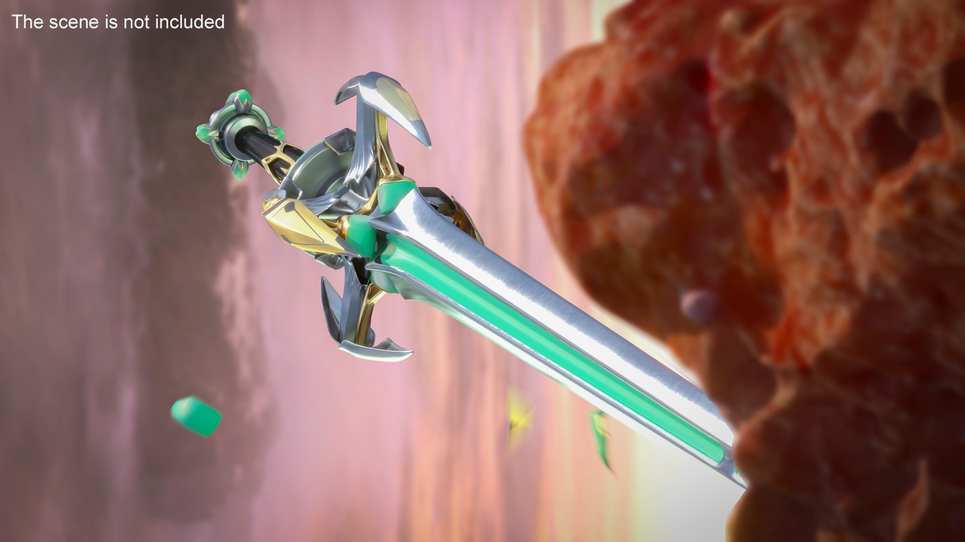 Futuristic Green Sword With Spikes 3D Model - TurboSquid 2230768