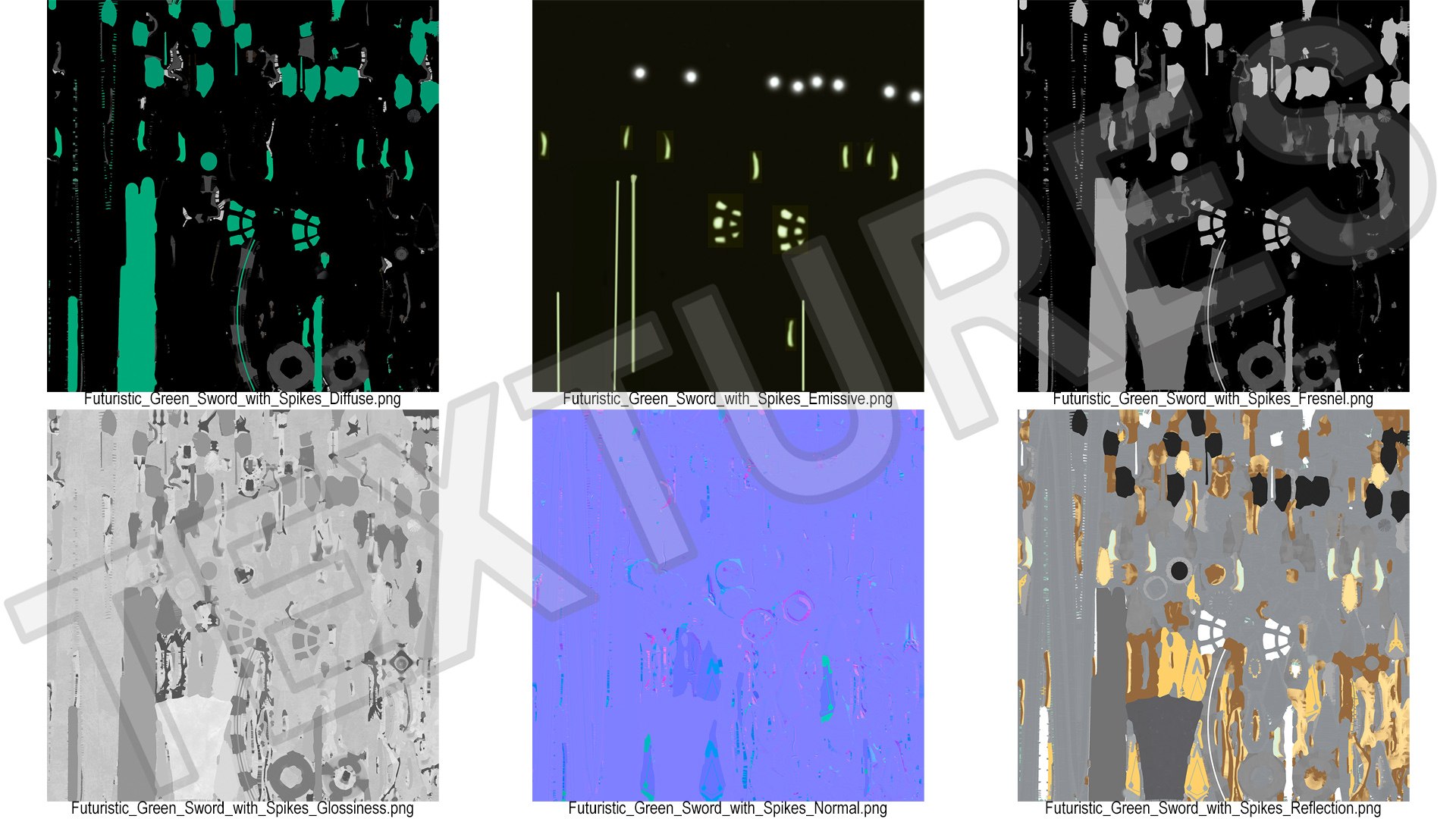 Futuristic Green Sword With Spikes 3D Model - TurboSquid 2230768