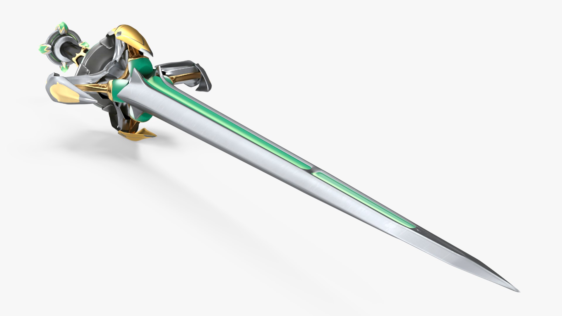 Futuristic Green Sword With Spikes 3D Model - TurboSquid 2230768