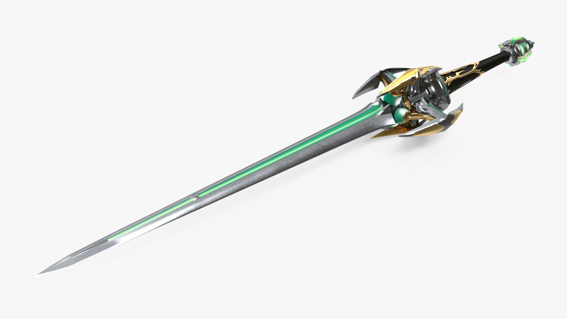 Futuristic Green Sword With Spikes 3D Model - TurboSquid 2230768