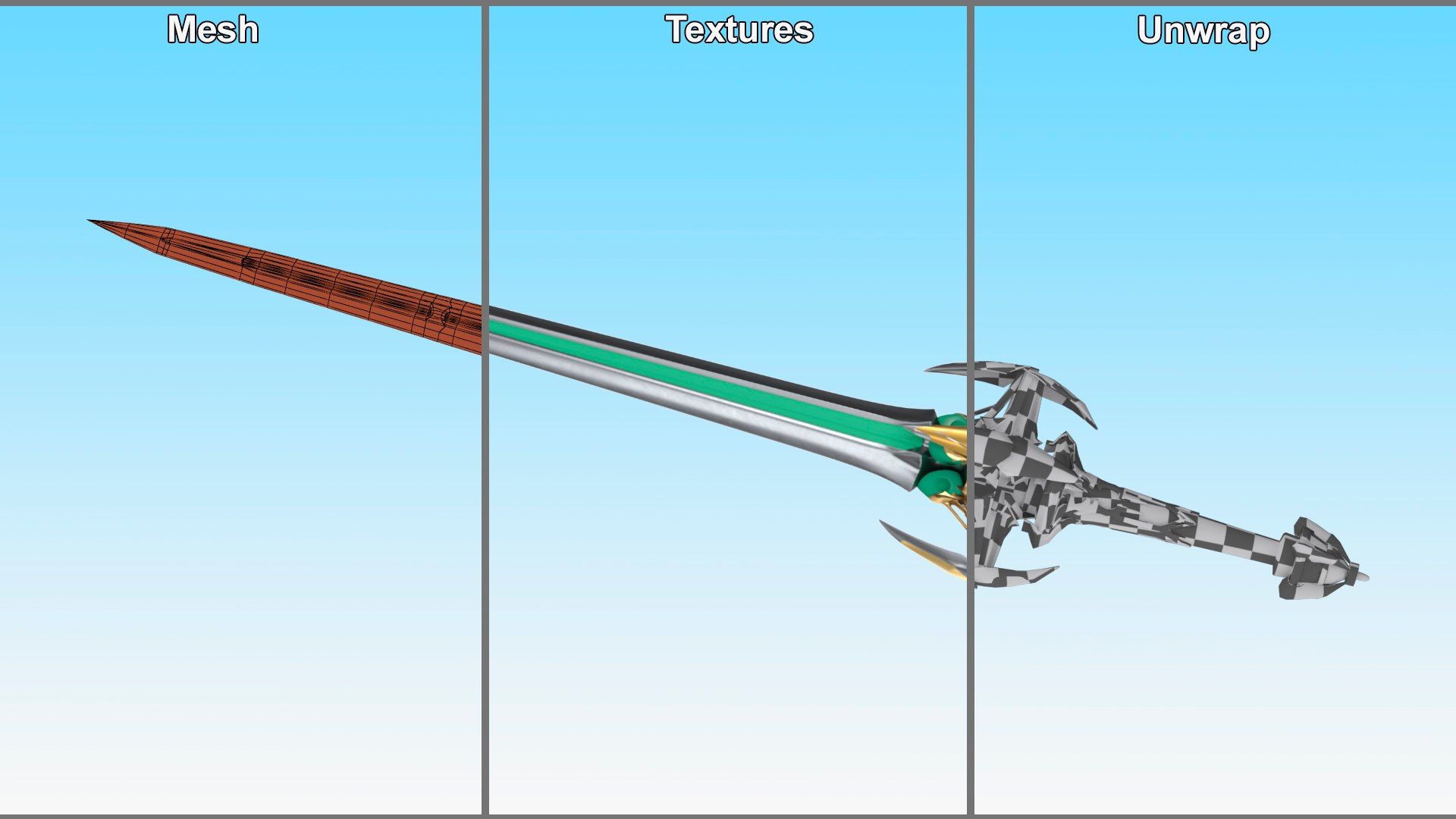 Futuristic Green Sword With Spikes 3D Model - TurboSquid 2230768