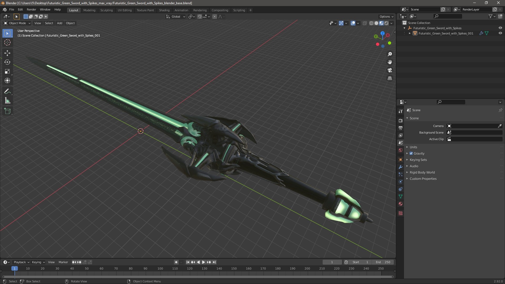 Futuristic Green Sword With Spikes 3D Model - TurboSquid 2230768