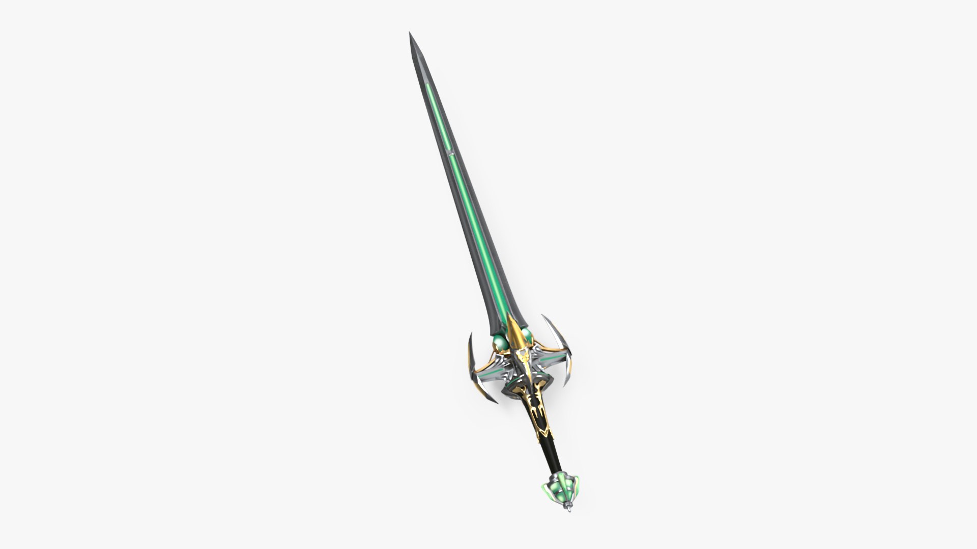 Futuristic Green Sword With Spikes 3D Model - TurboSquid 2230768