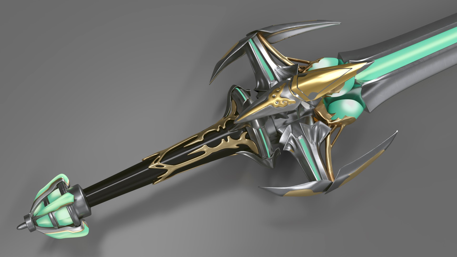 Futuristic Green Sword With Spikes 3D Model - TurboSquid 2230768