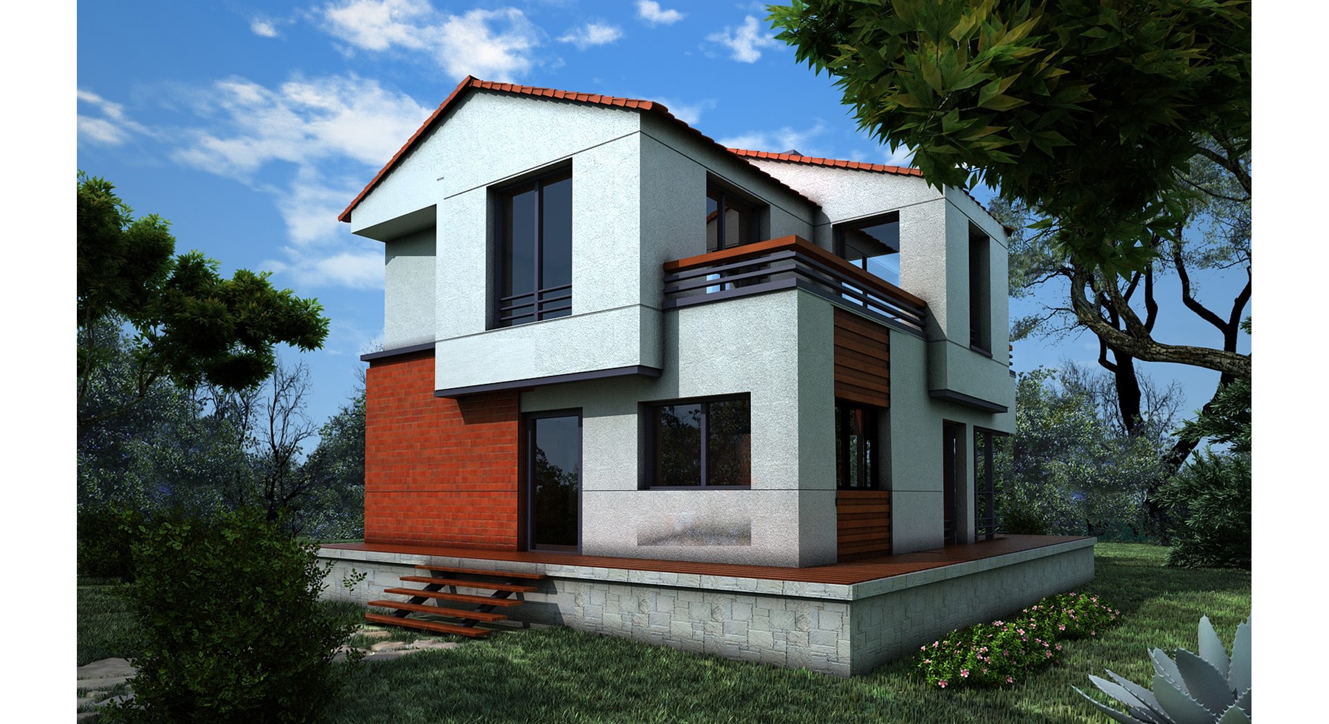 3D Minimal Modern House 3D Model Scene - TurboSquid 2194268