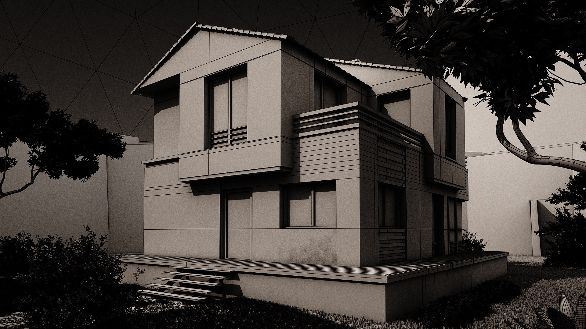 3D Minimal Modern House 3D Model Scene - TurboSquid 2194268
