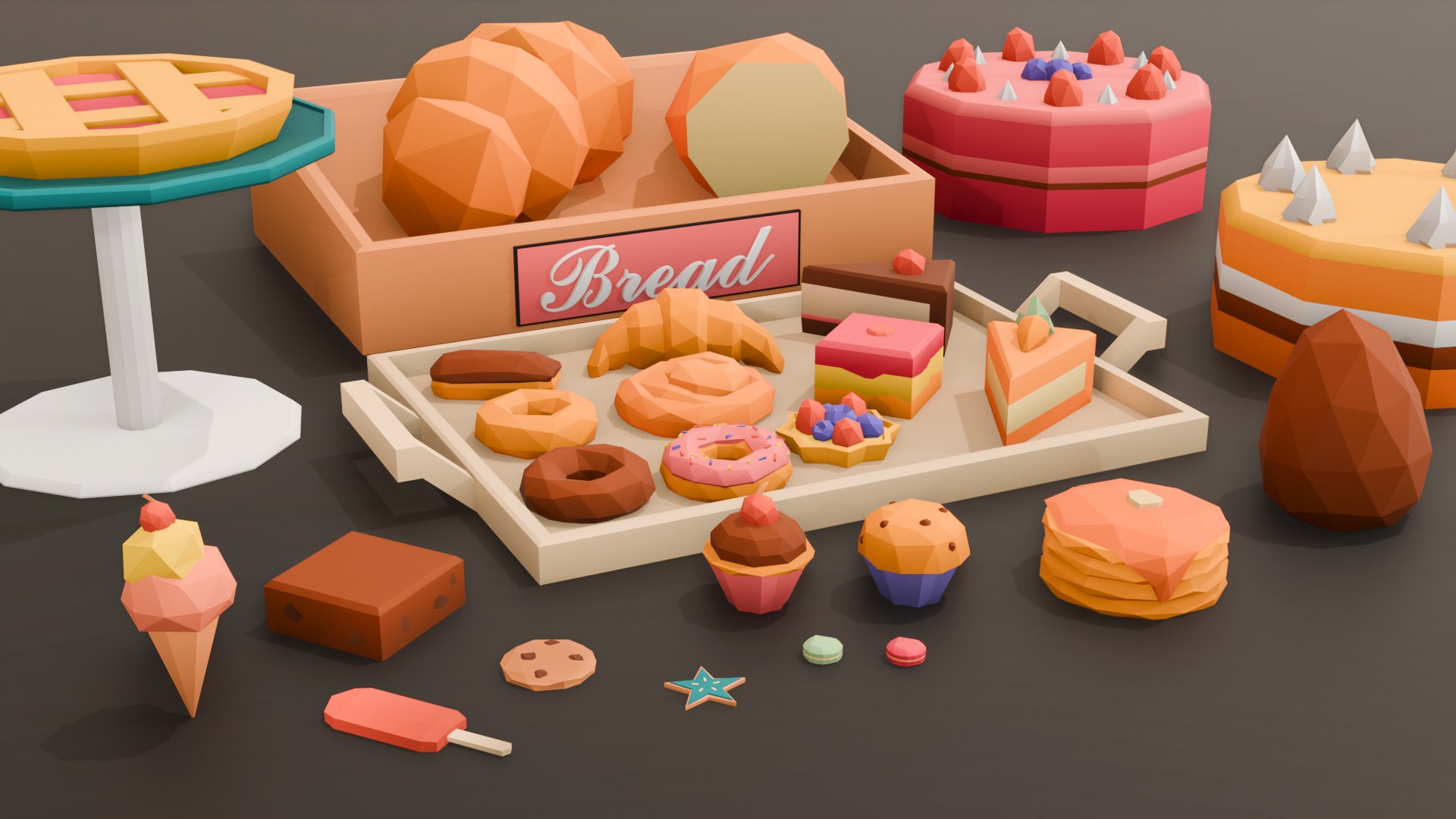 3D Model Bakery Pack -30 Assets Low Poly - TurboSquid 2399522
