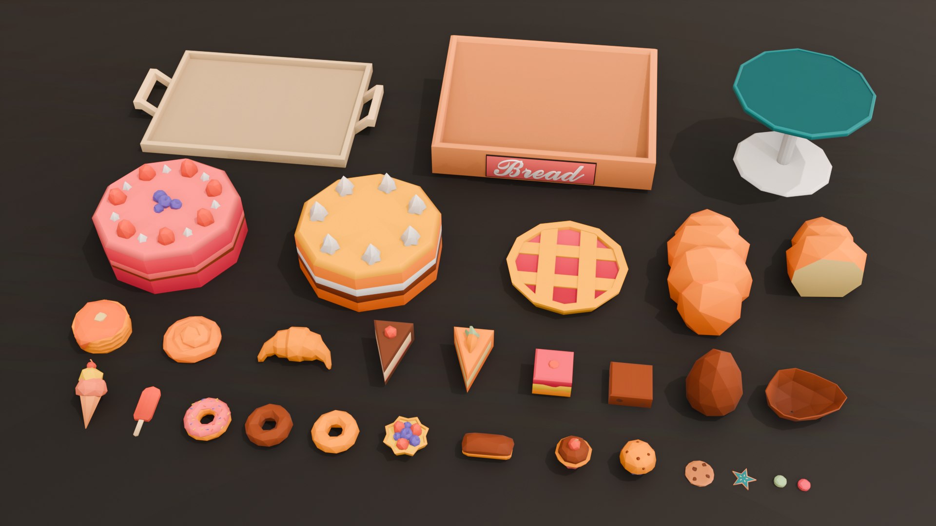 3D Model Bakery Pack -30 Assets Low Poly - TurboSquid 2399522