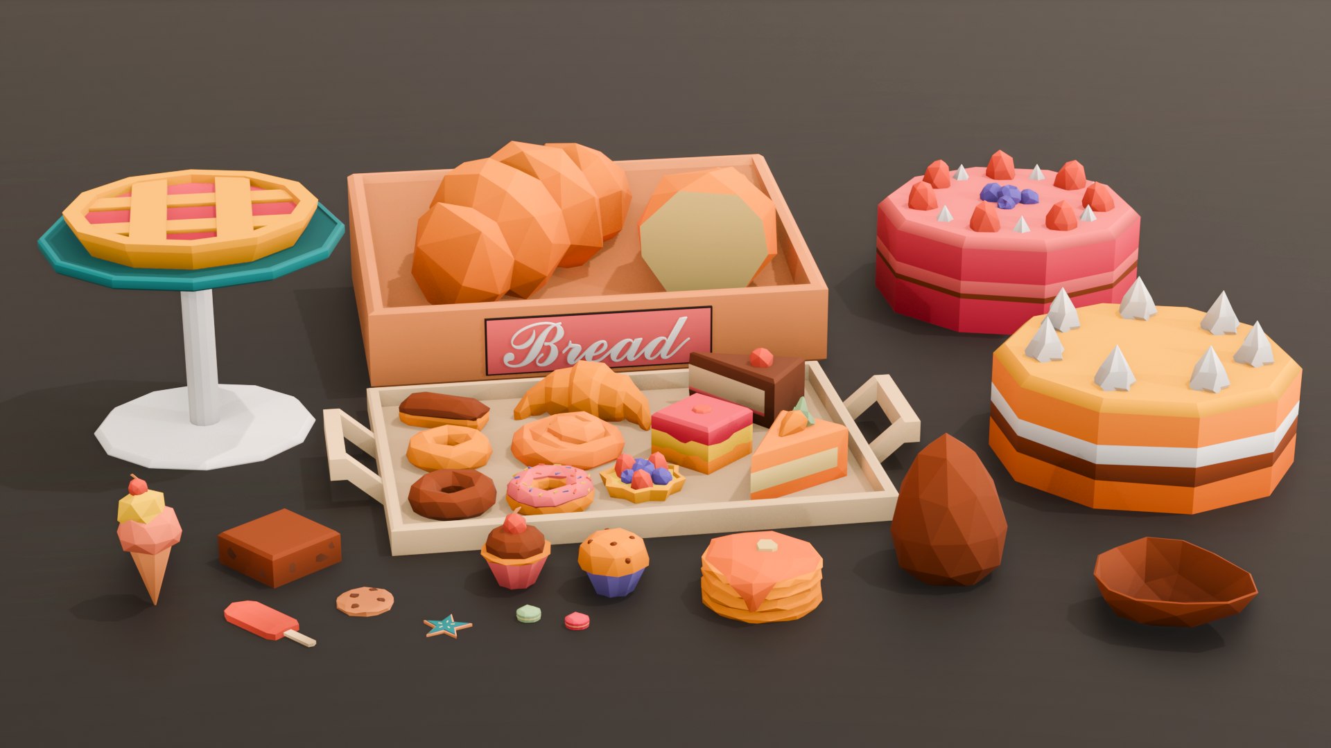 3D Model Bakery Pack -30 Assets Low Poly - TurboSquid 2399522