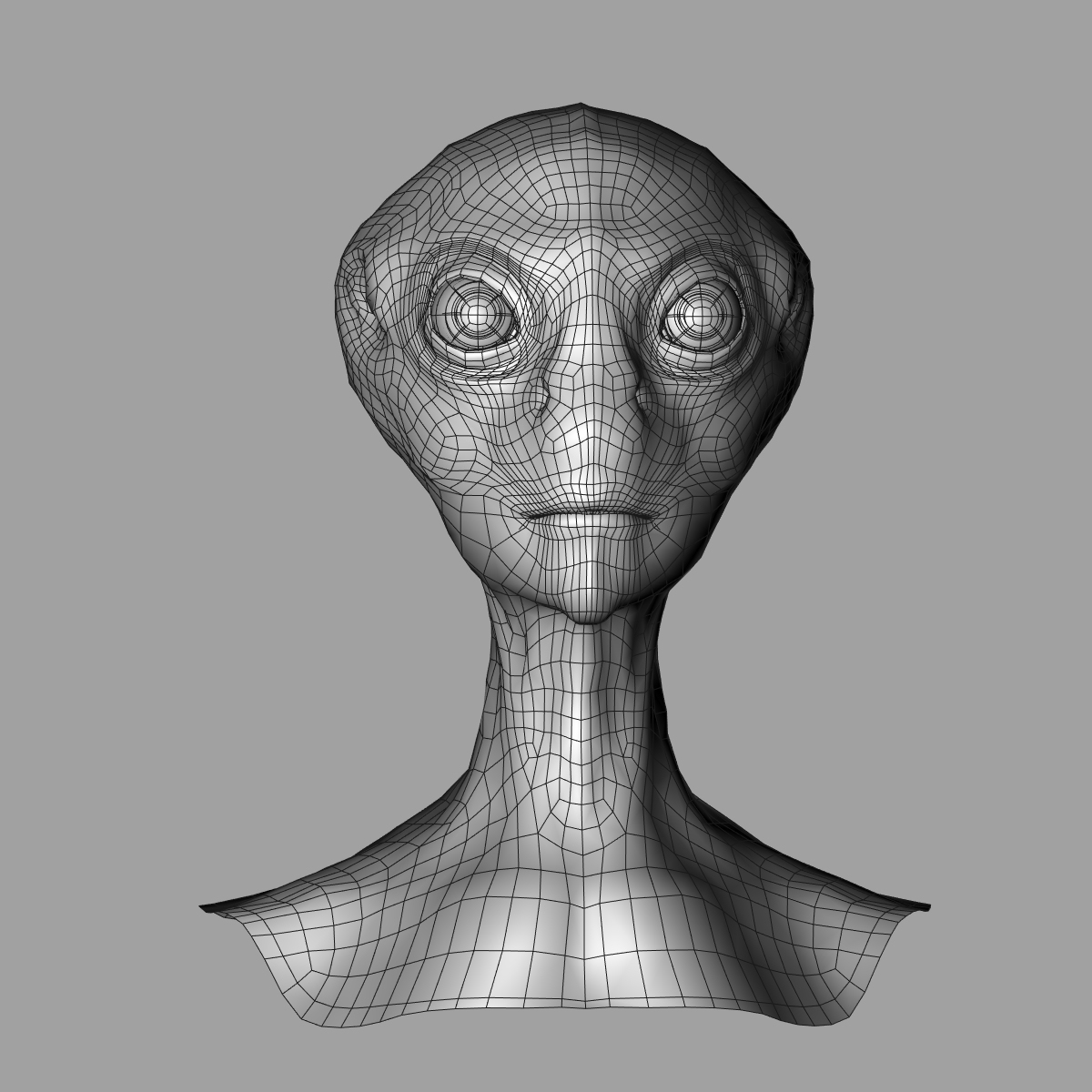 3D ZBrush alien bust humanoid
