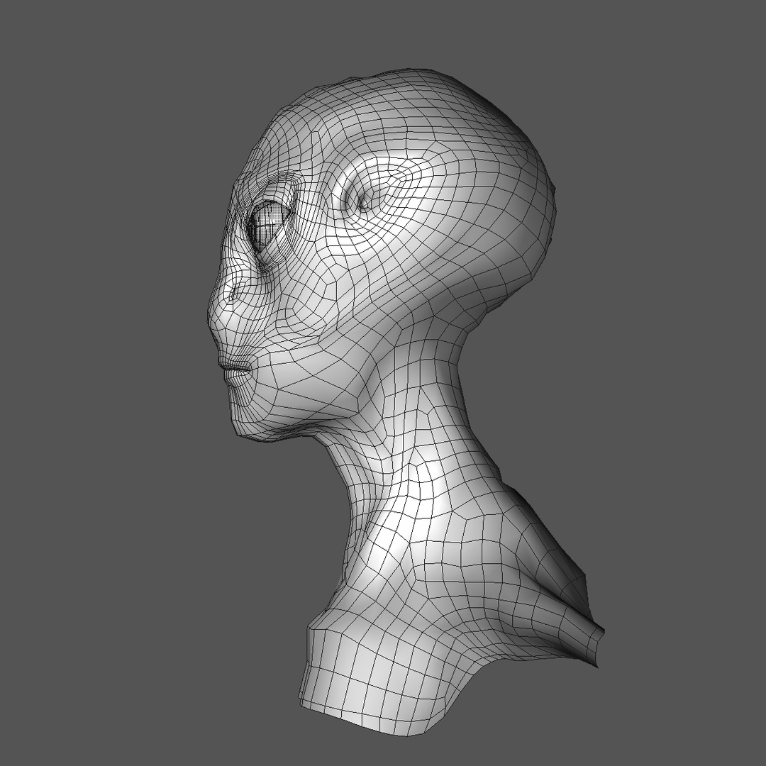3D ZBrush alien bust humanoid