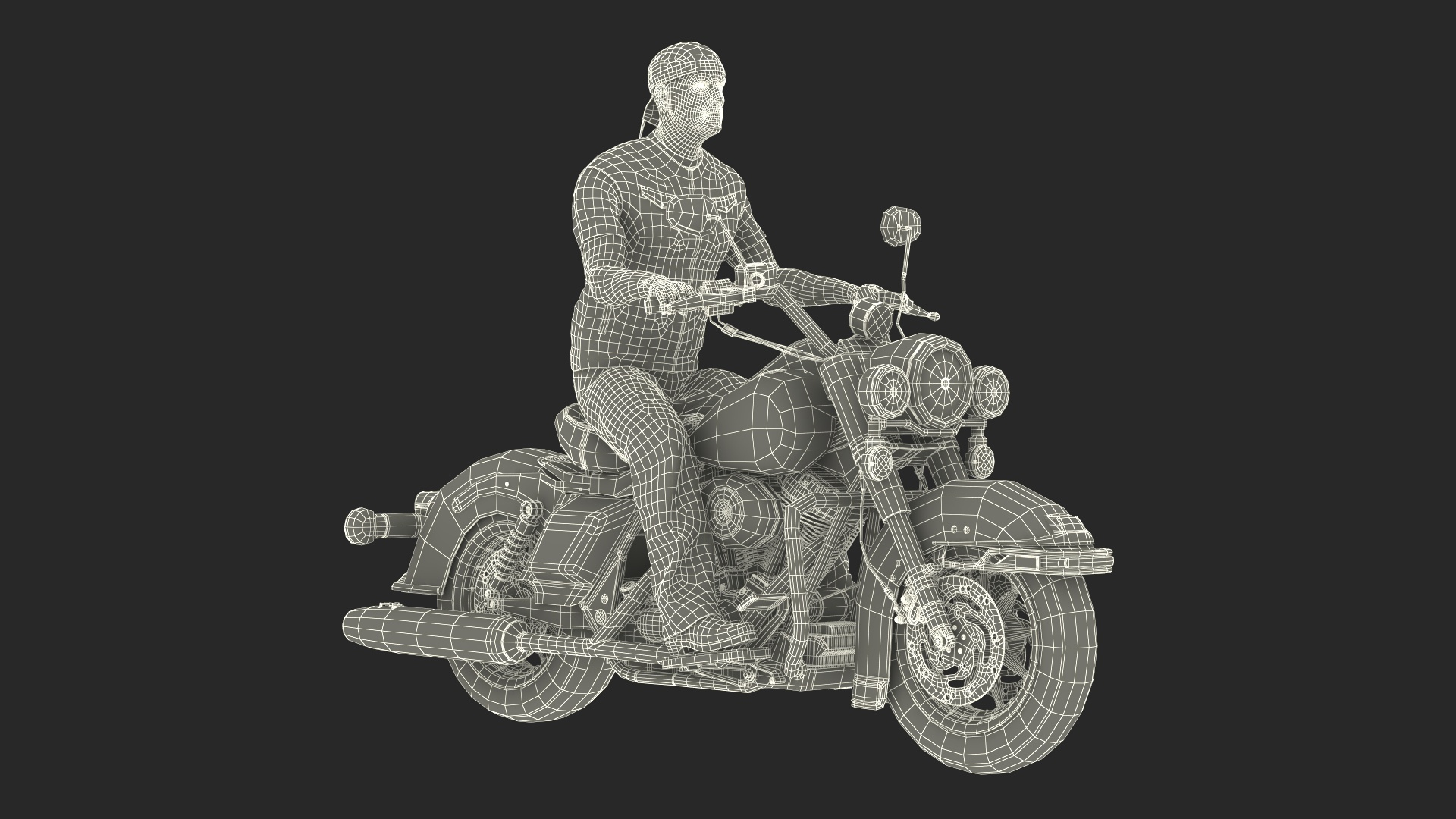 Biker On Classic Cruiser Motorcycle Model - TurboSquid 2322259
