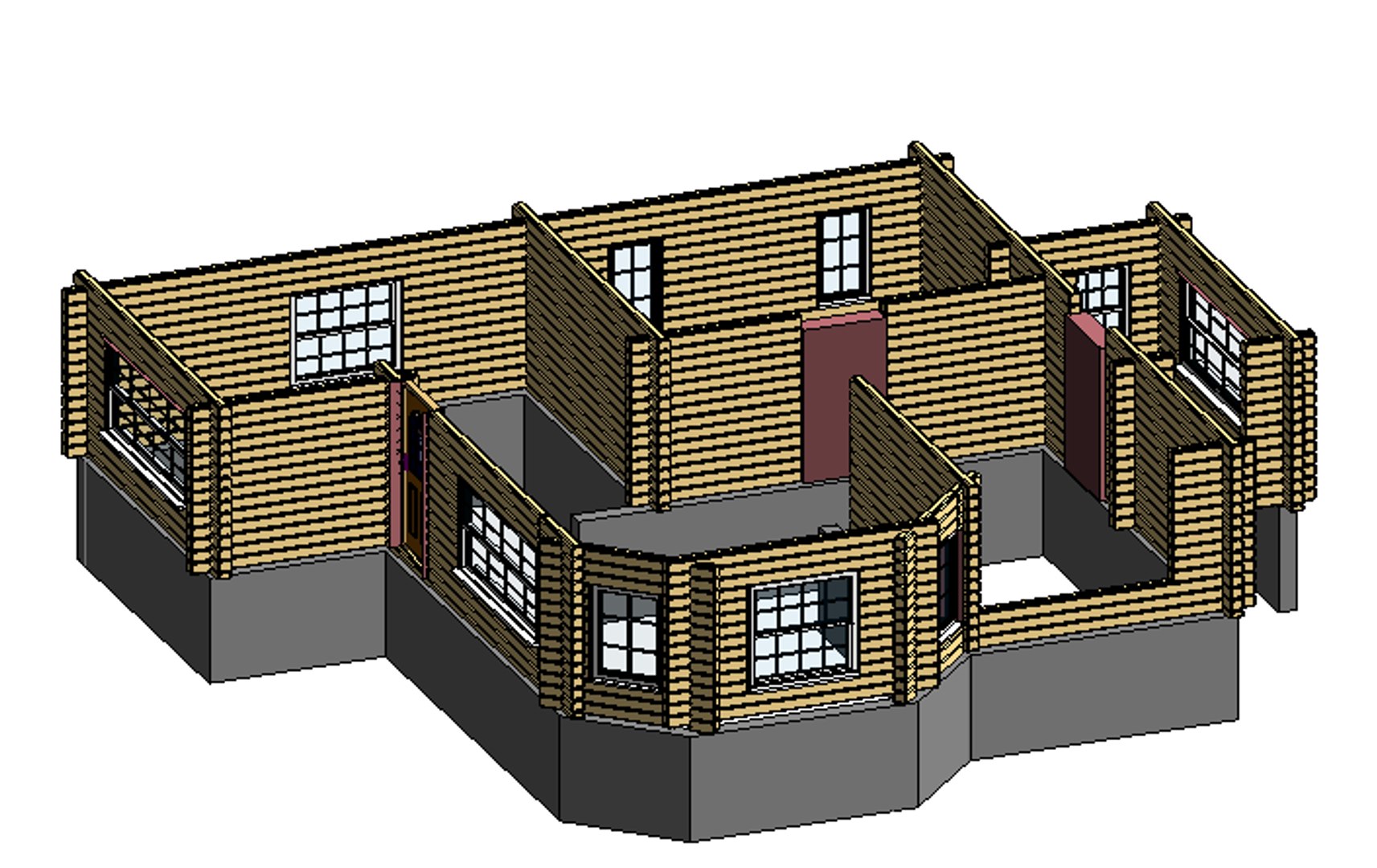 Revit Wood Beam House 3d Model