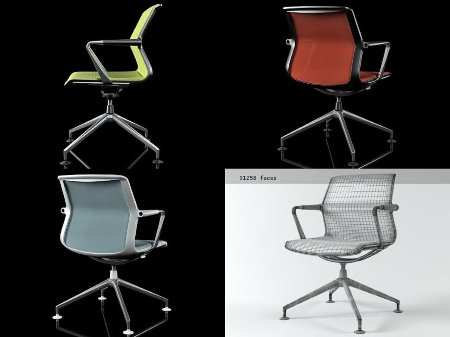 3D unix chair 4-star base model - TurboSquid 1177159
