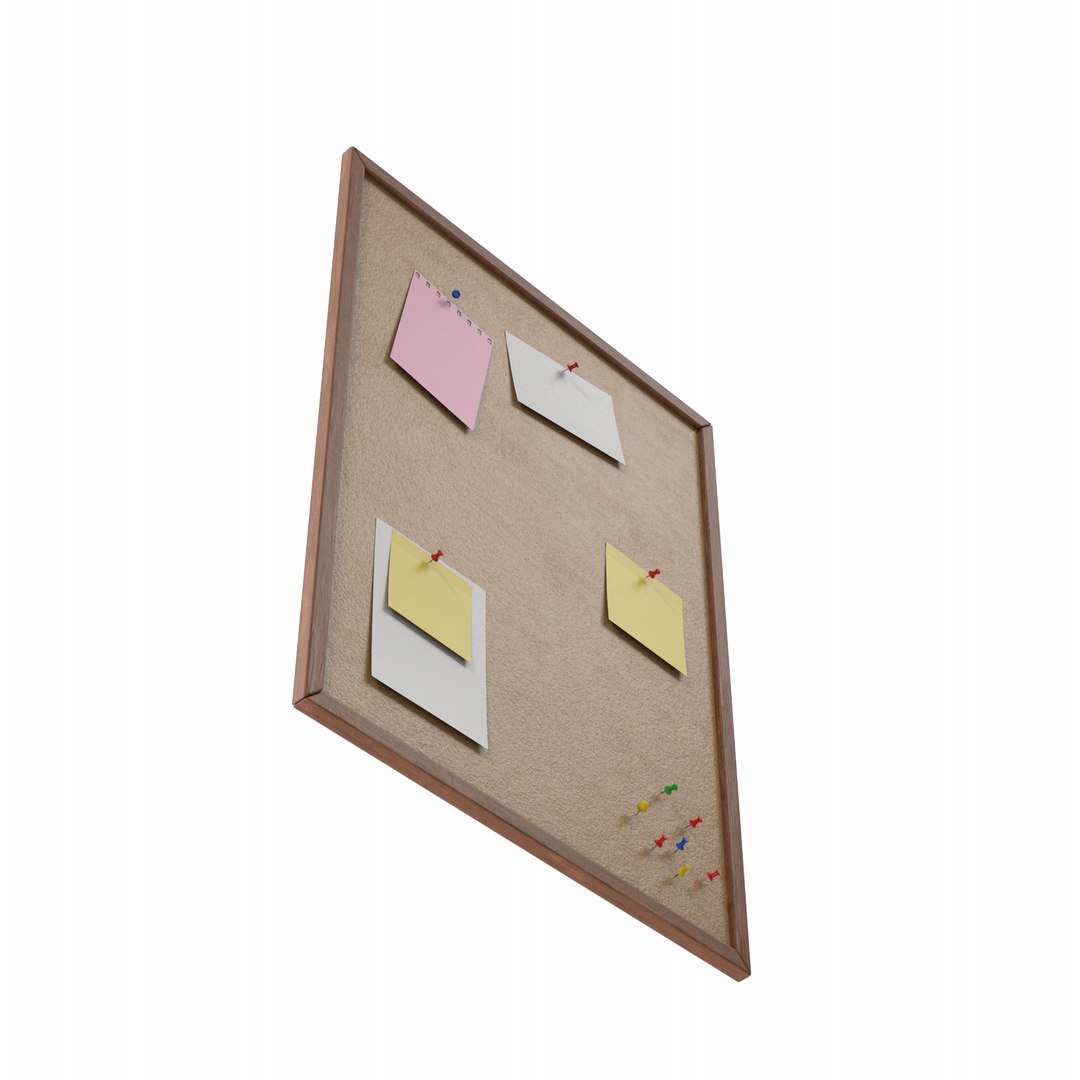 Pinboard With Notes 3D - TurboSquid 1872016