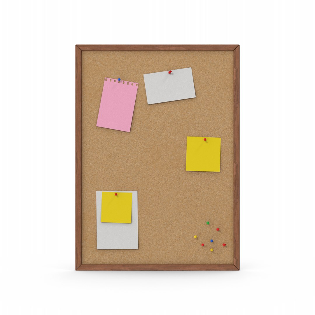 Pinboard With Notes 3D - TurboSquid 1872016