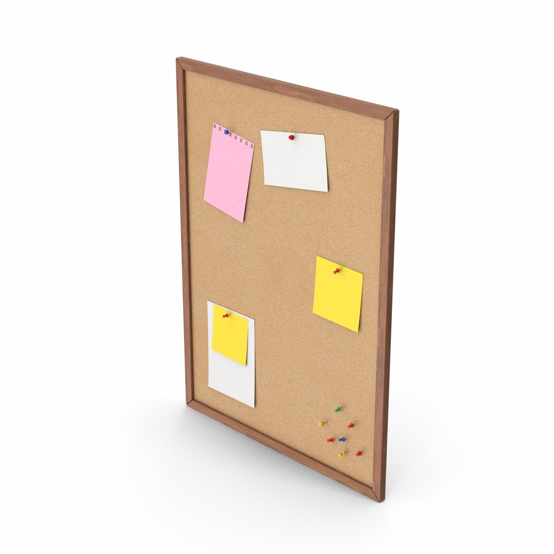 Pinboard With Notes 3D - TurboSquid 1872016