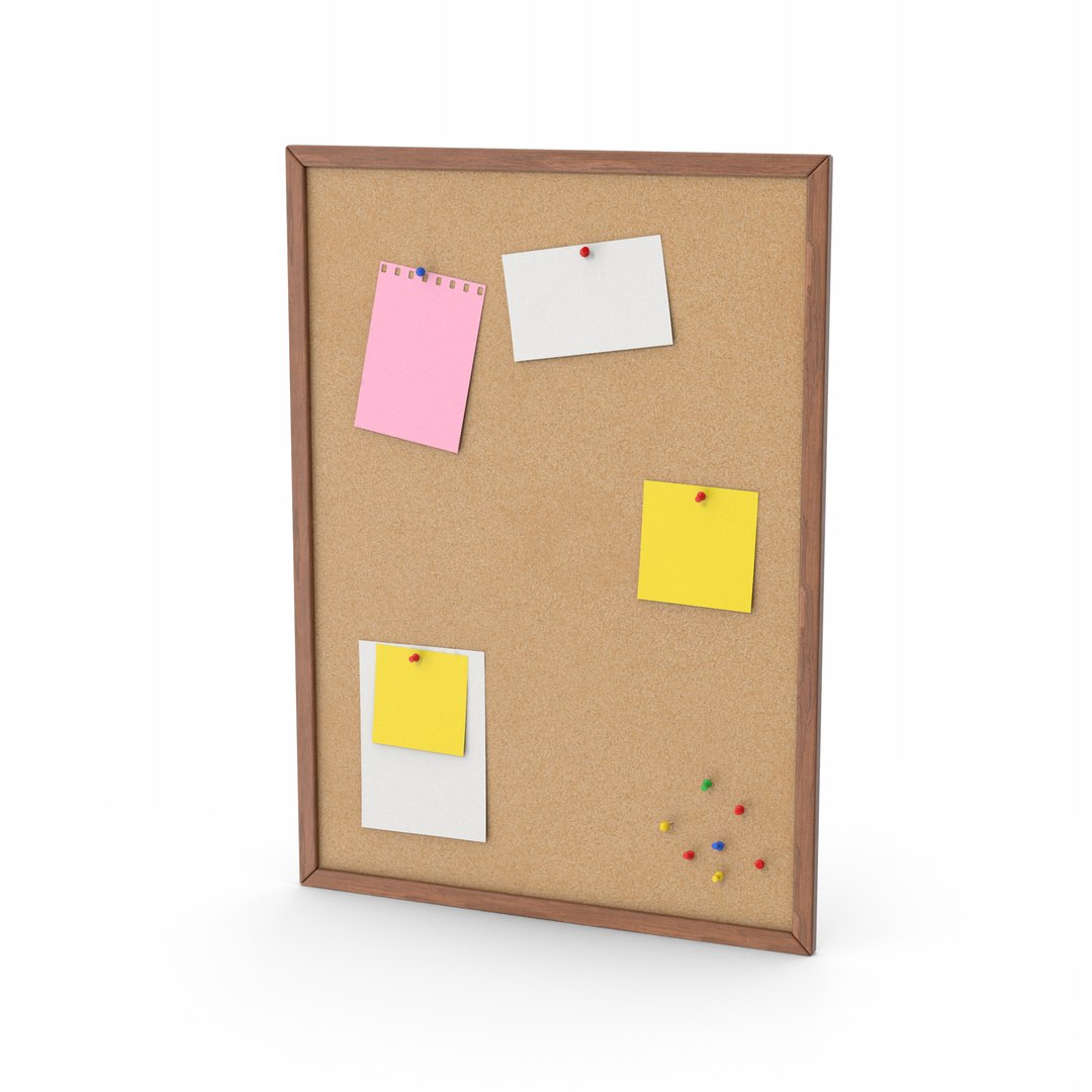 Pinboard With Notes 3D - TurboSquid 1872016