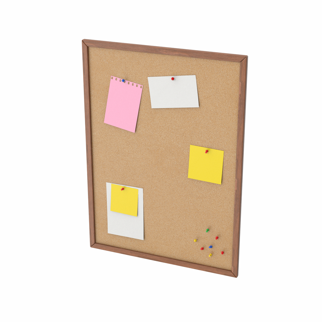 Pinboard With Notes 3D - TurboSquid 1872016