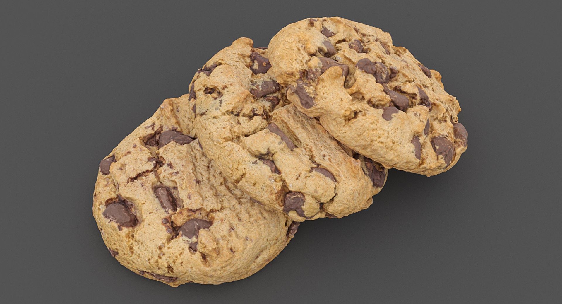 Realistic 3 chocolate chip model - TurboSquid 1365237