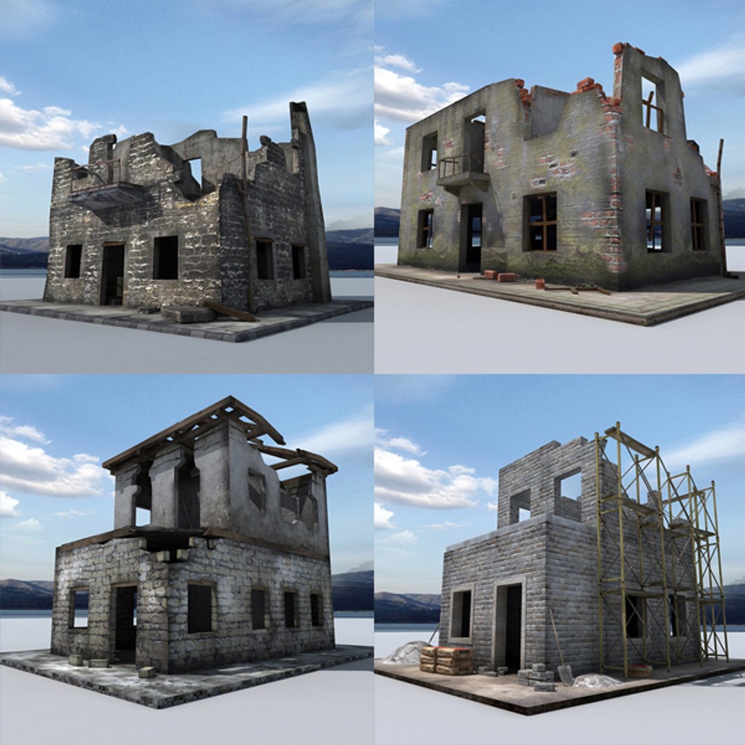 historical buildings shop ruined 3d model