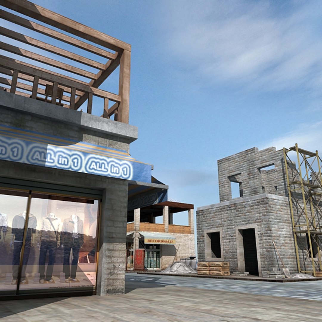 historical buildings shop ruined 3d model